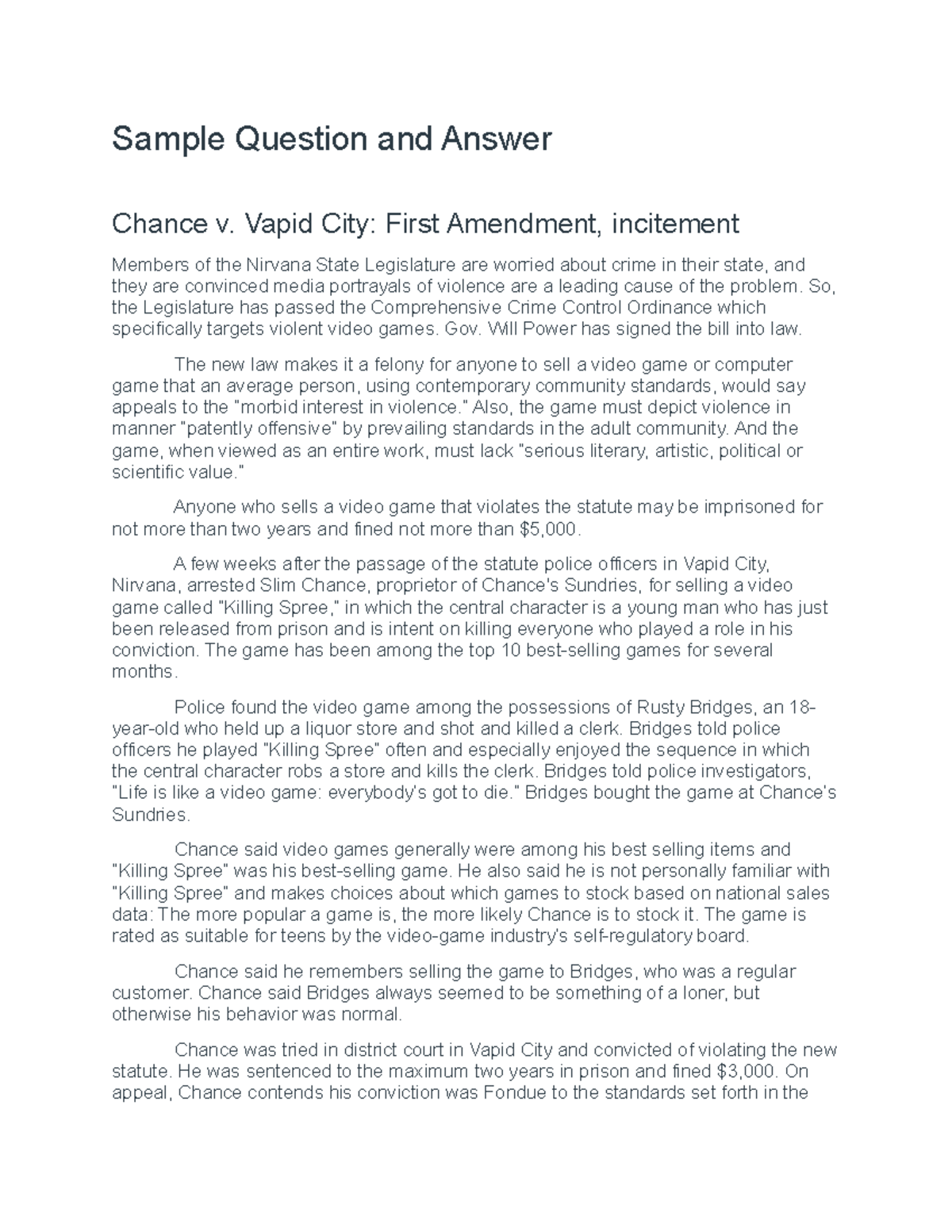 Sample Question and Answer for Test 1 - Sample Question and Answer ...