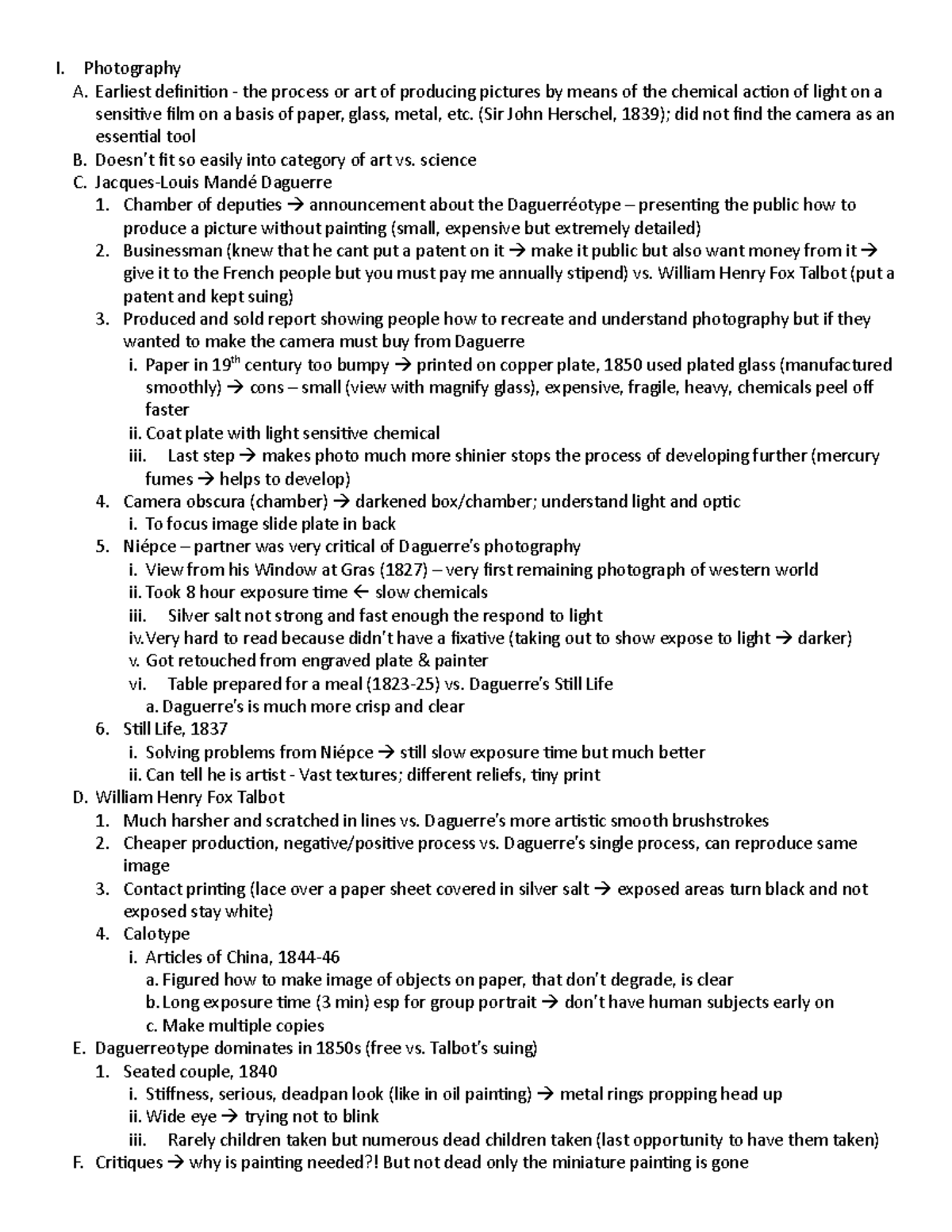 Photography - I. Photography A. Earliest definition - the process or ...