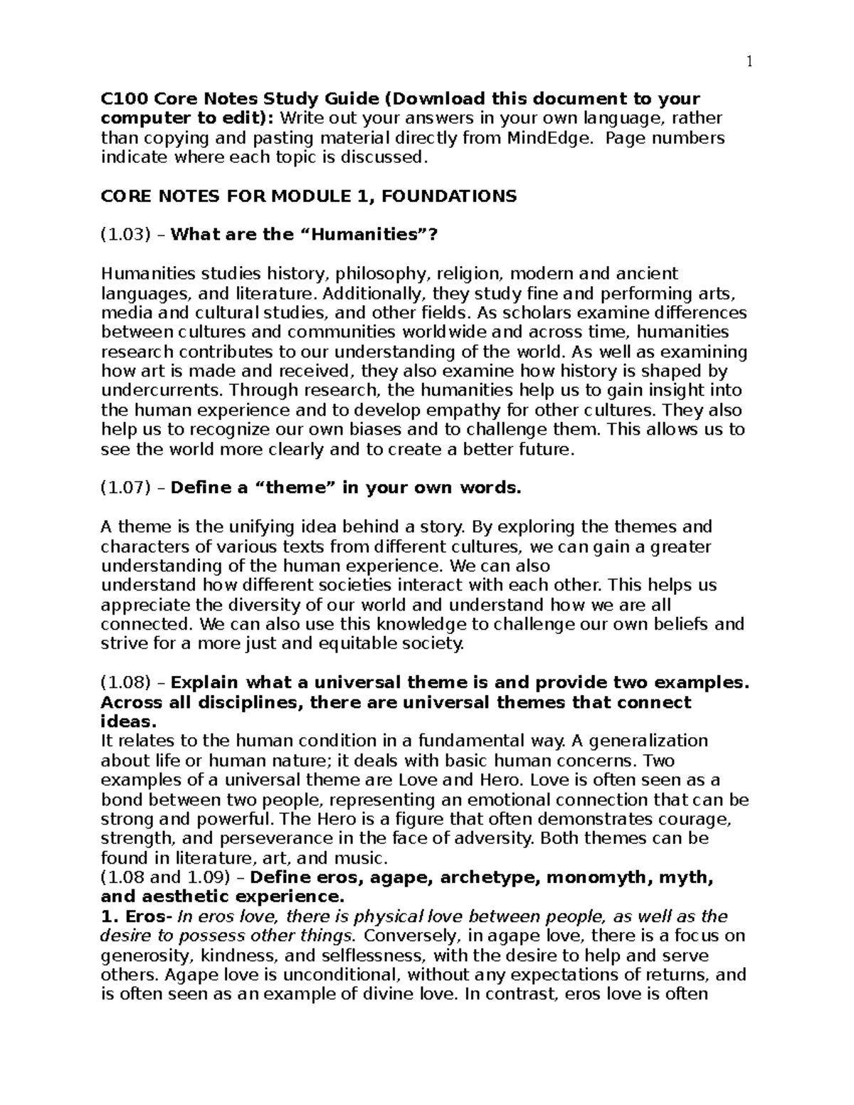 C100 Core Notes* - Note for the course - C100 - WGU - Studocu