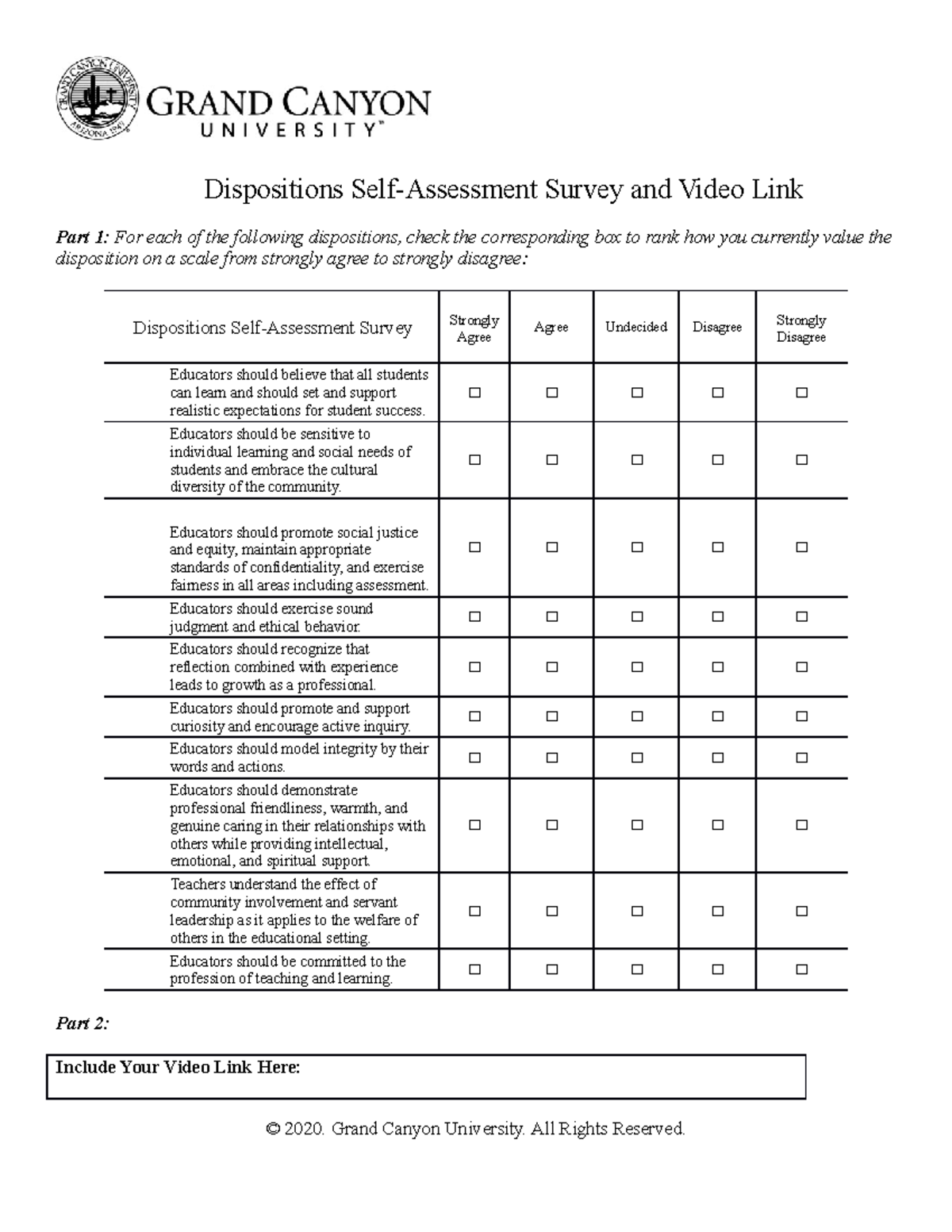 ESD-501-RS-Dispositions Self-Assessment Survey T3 - Dispositions Self ...