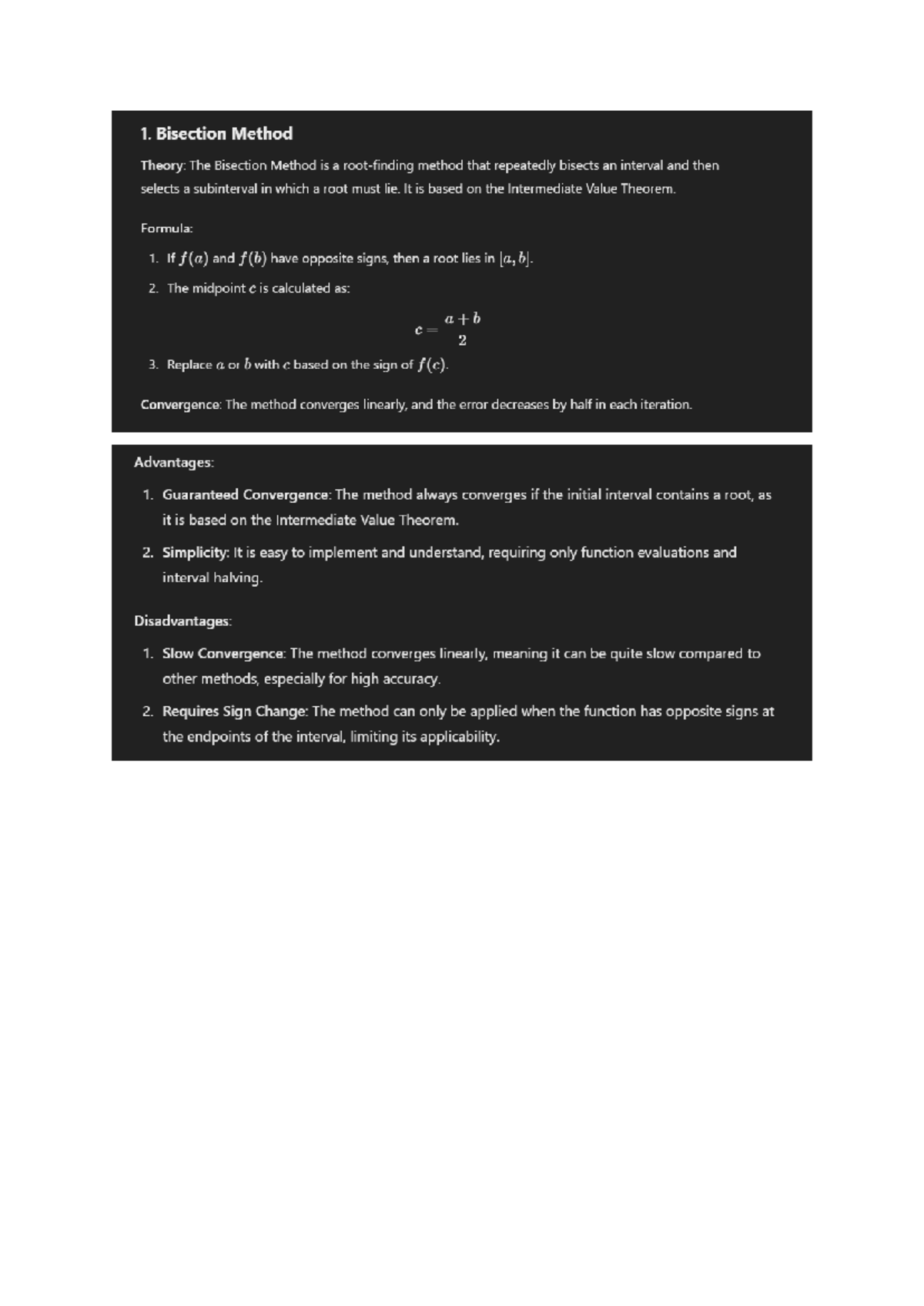 CM Practical Theory - 1. Bisection Method Theory: The Bisection Method ...