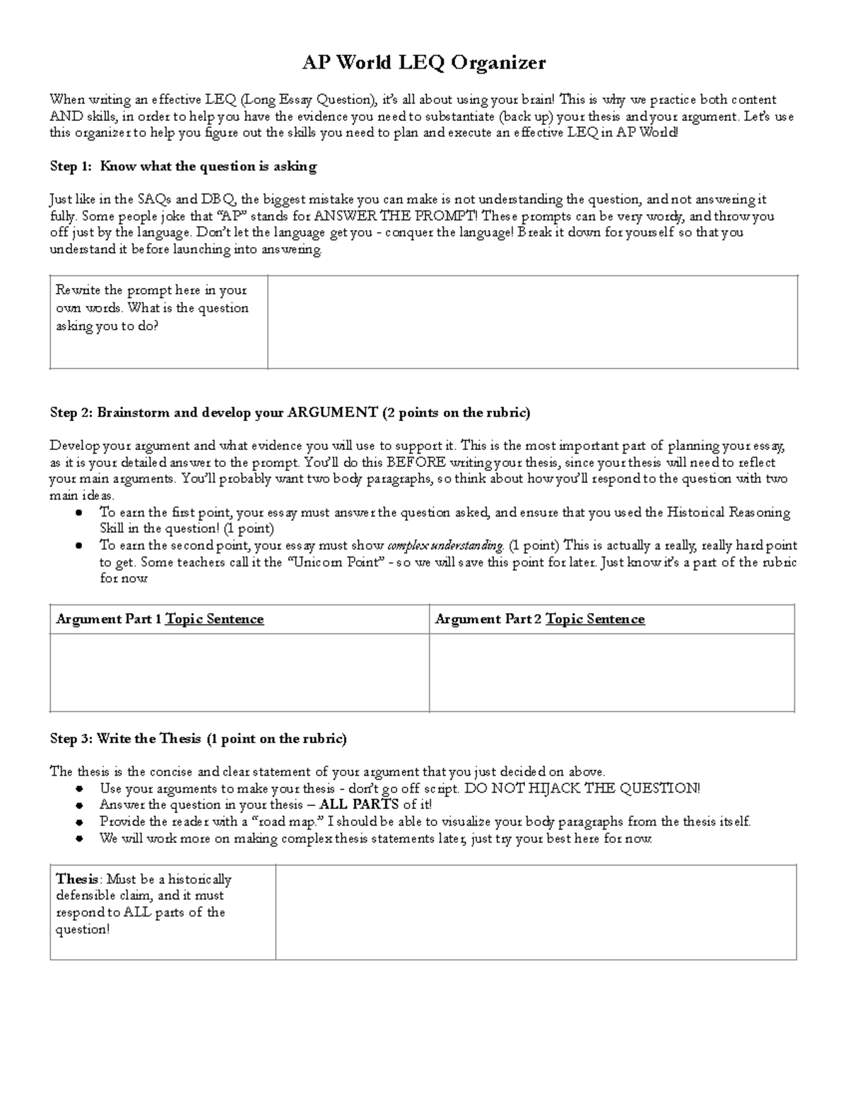 APWorld LEQOrganizer - Organizer - AP World LEQ Organizer When writing ...