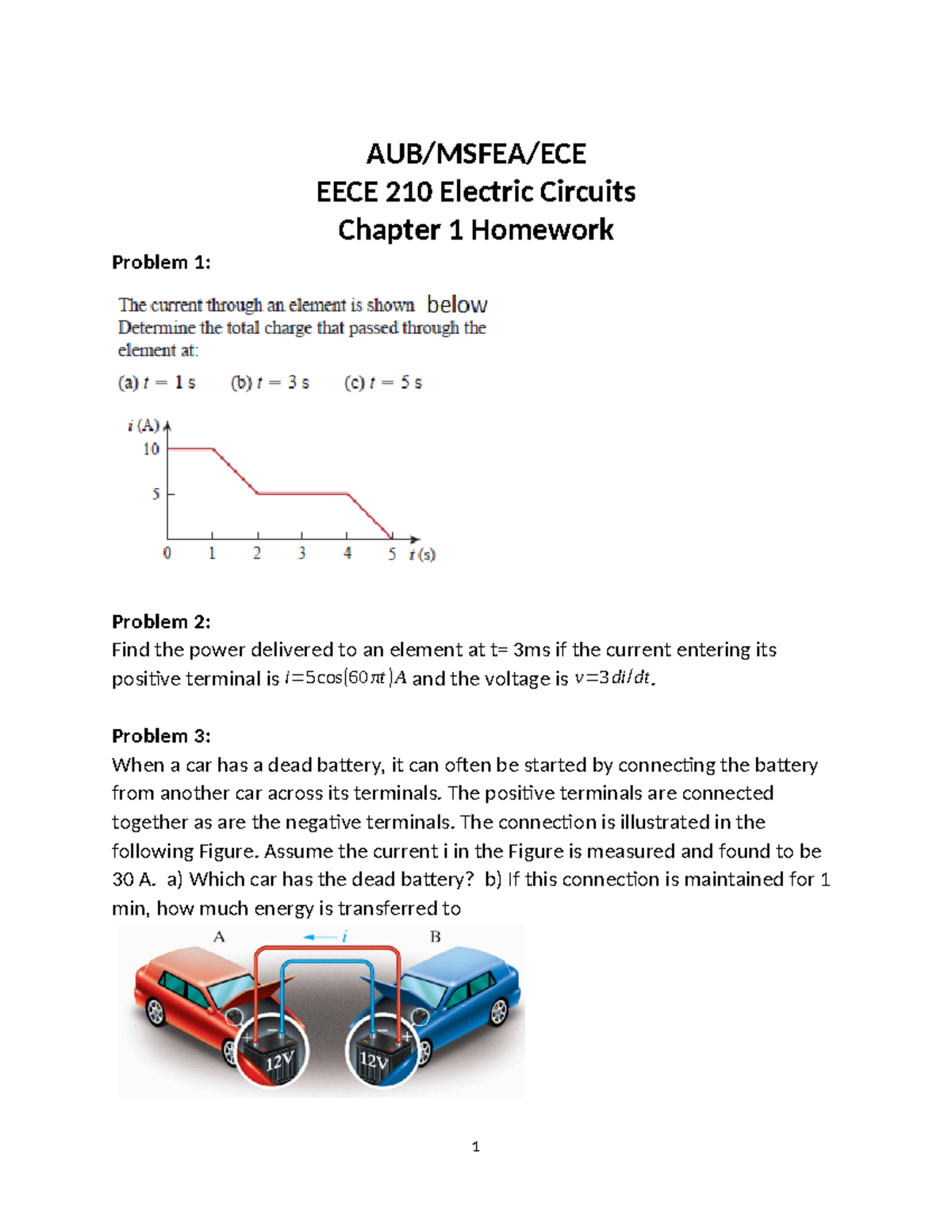 Chapter 1 Homework - very useful - AUB/MSFEA/ECE EECE 210 Electric ...