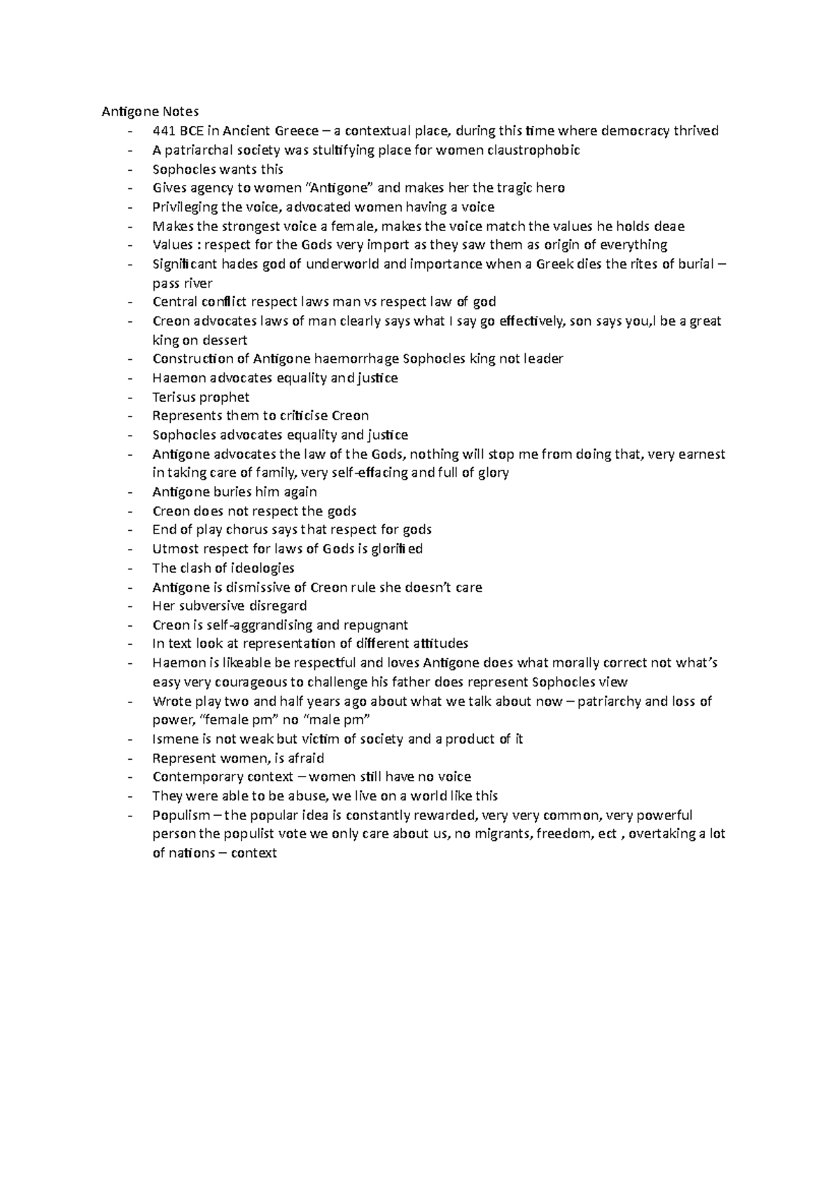 Antigone Notes - Studocu