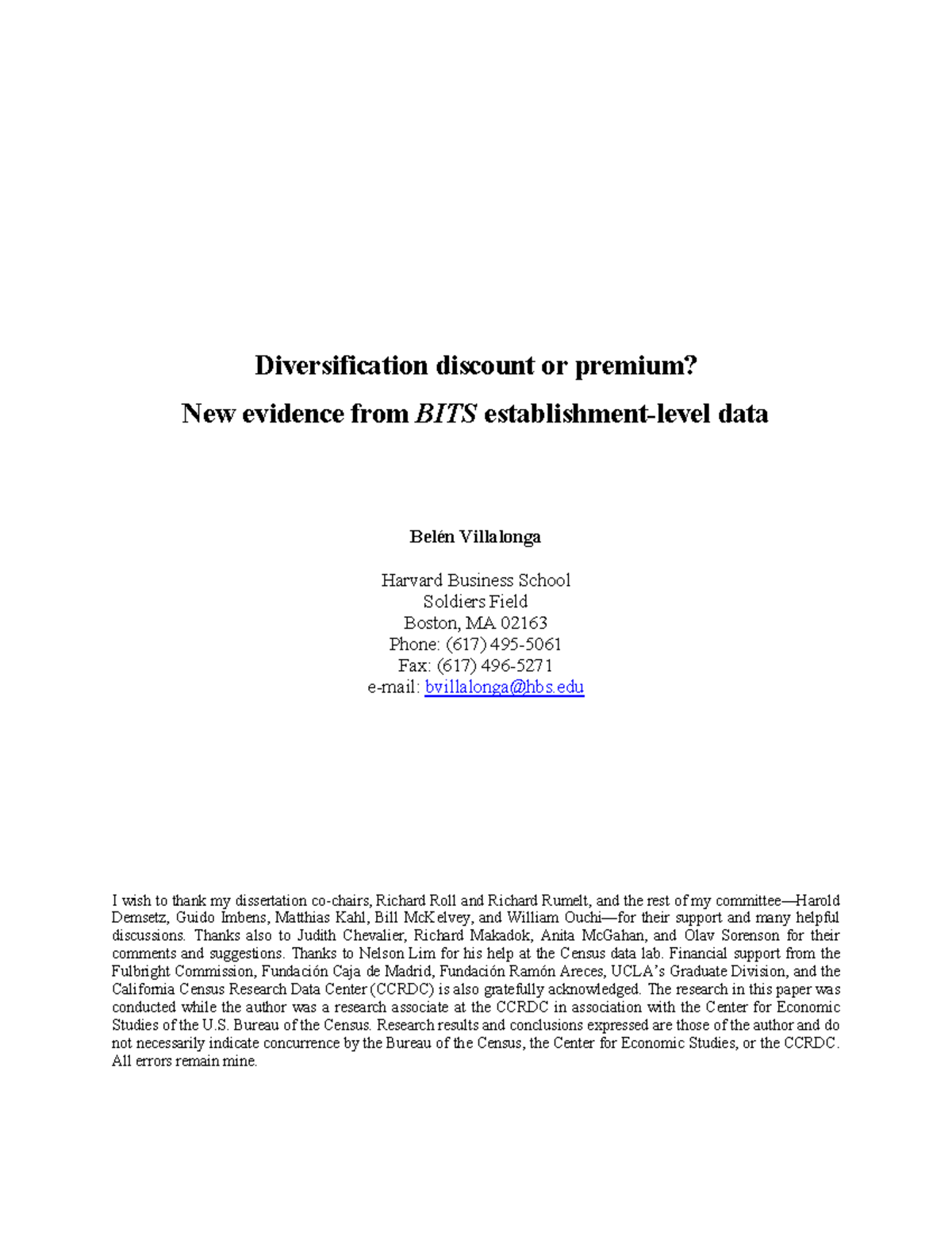 4- diversification discount - Diversification discount or premium? New evidence from BITS - Studocu