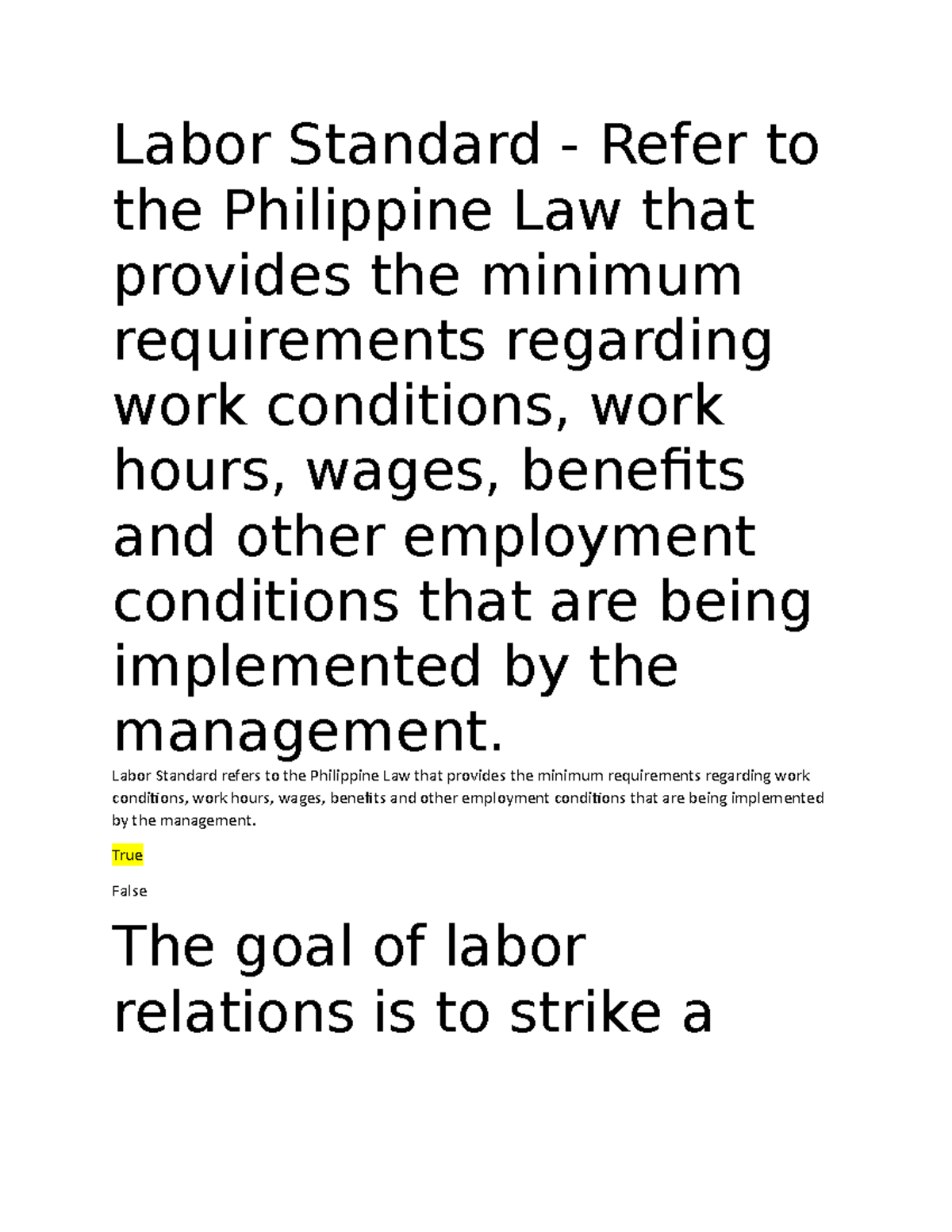 Labor-law - Chra reviewers - Labor Standard - Refer to the Philippine ...