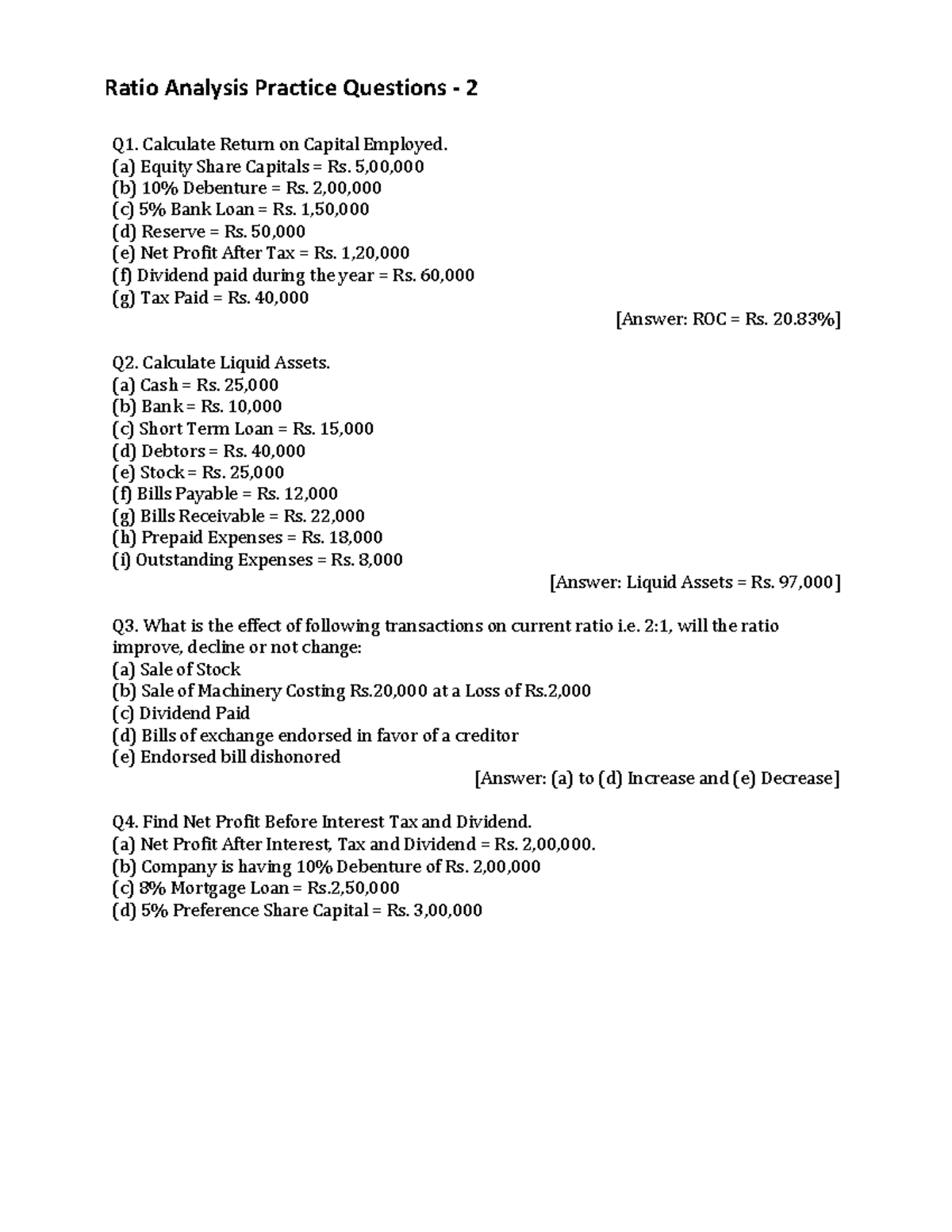 Ratio Analysis Practice Questions 2 Calculate Return On Capital ratio-analysis-practice-questions-2-calculate-return-on-capital