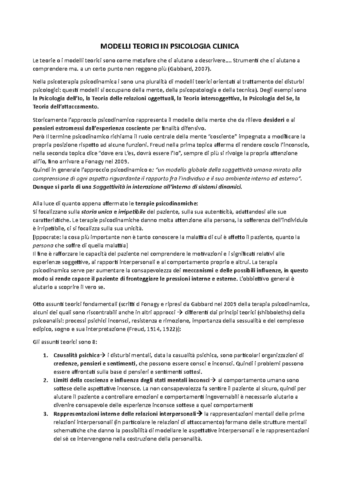 Modelli Teorici - appunti della lezione - MODELLI TEORICI IN PSICOLOGIA ...