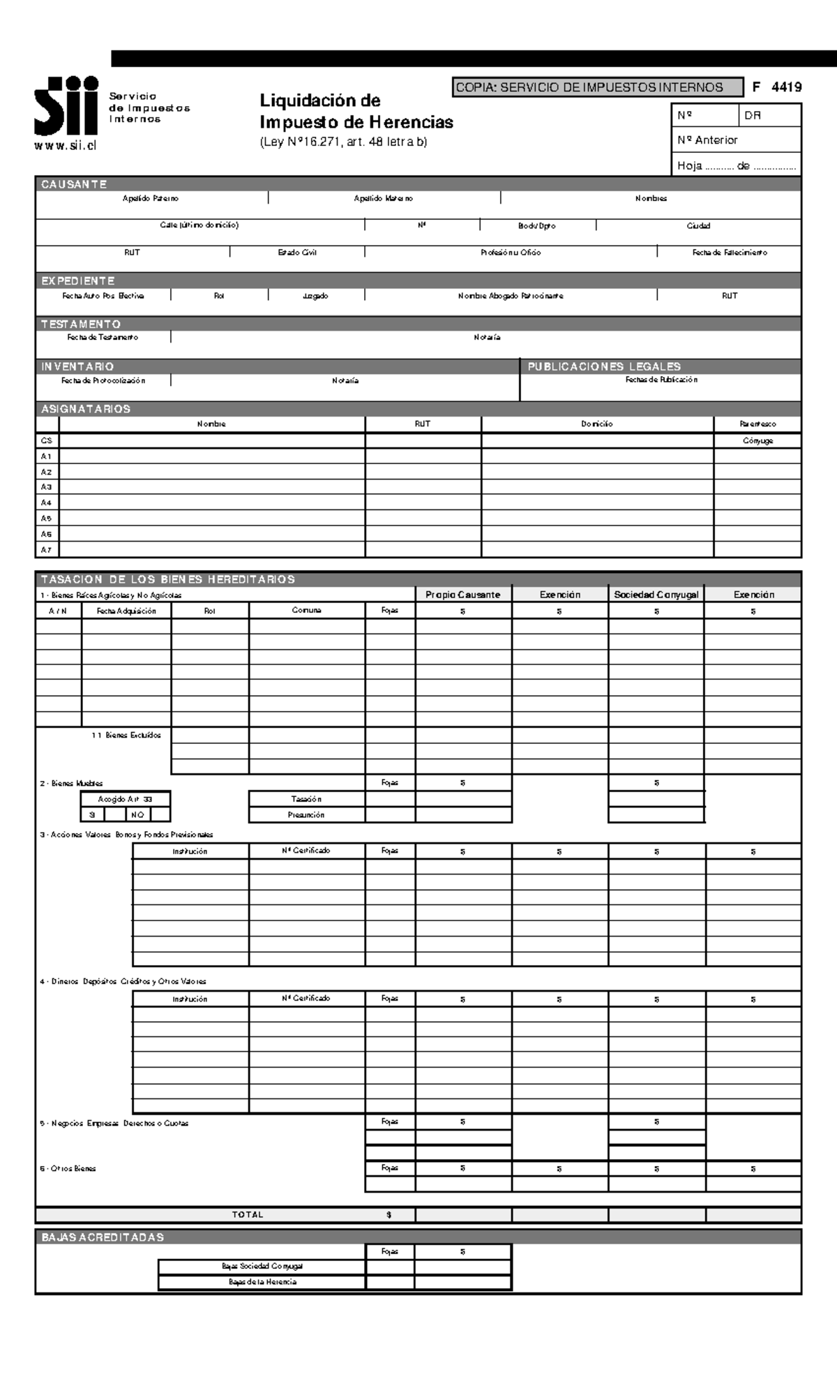 F4419 - Formulario de calculo herencia testada - A SIGN A T A RIO S IN ...