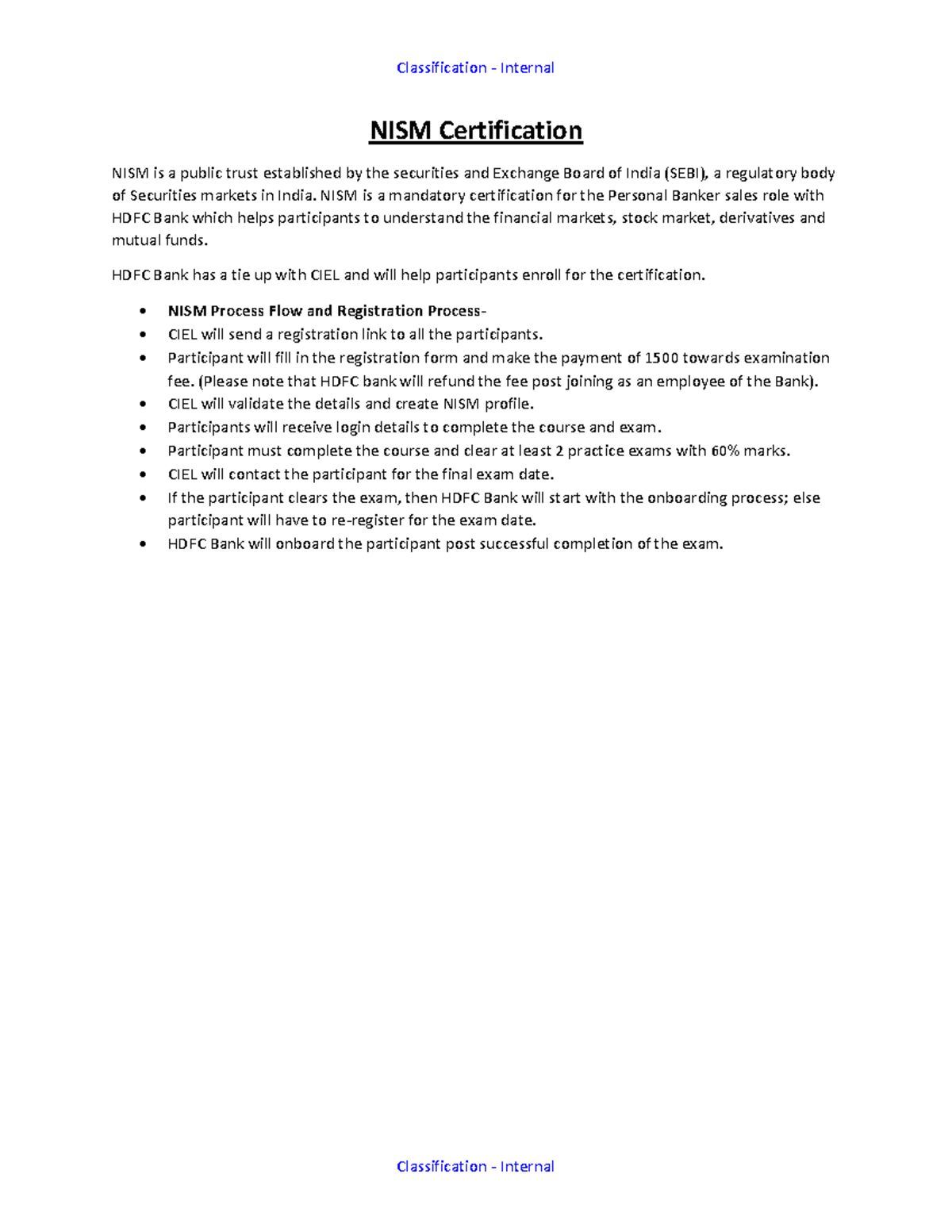 NISM - Classification - Internal Classification - Internal NISM ...