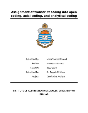Umay Habiba (93) Qualitative Assignment - Assignment of transcript coding into open coding ...