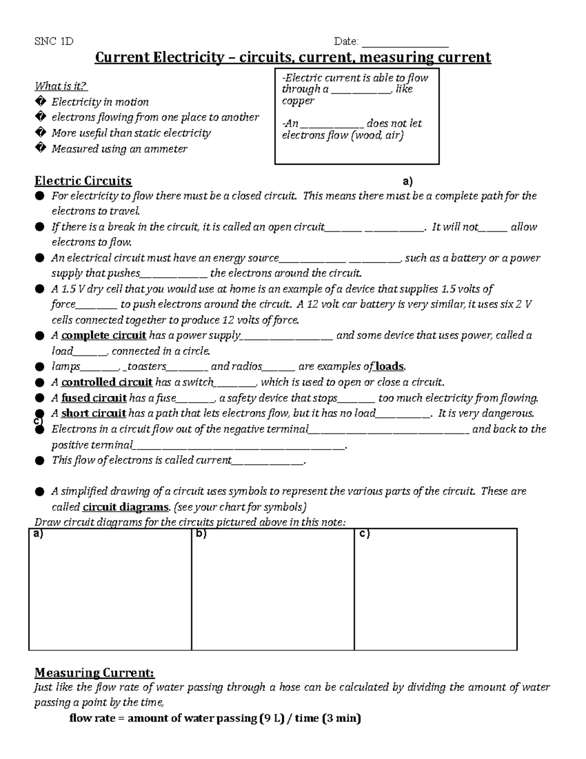 10 - Current and Voltage Note grafe ten - SNC 1D Date ...