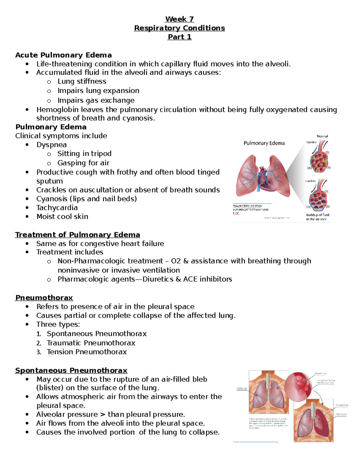 Week 7- Respiratory Conditions Part 1 - Week 7 Respiratory Conditions Part 1 Acute Pulmonary ...