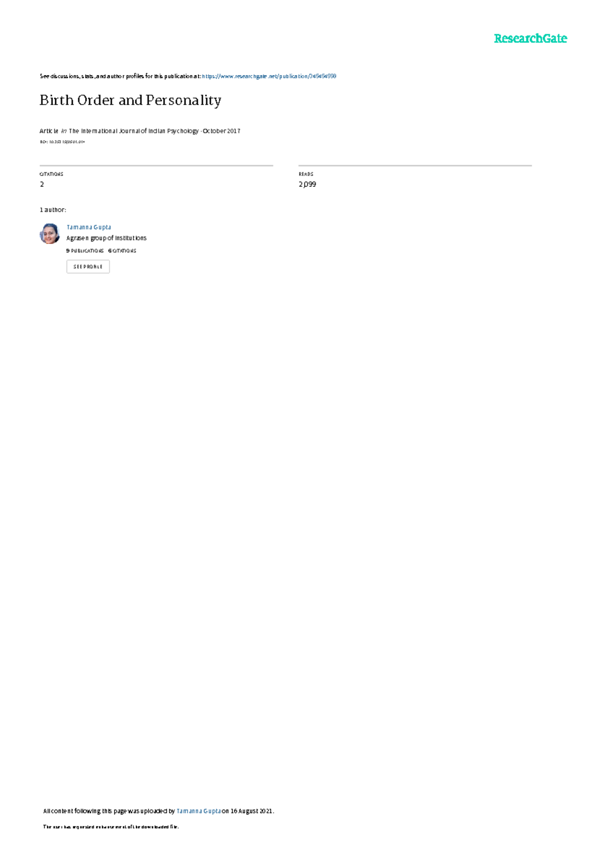 Birthorderandpersonality - See discussions, stats, and author profiles ...