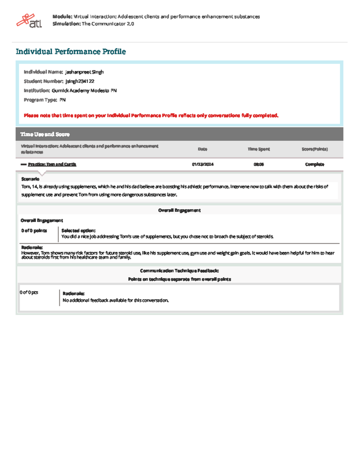 Simulation Results - kjfjgk - Module: Virtual Interaction: Adolescent clients and performance ...