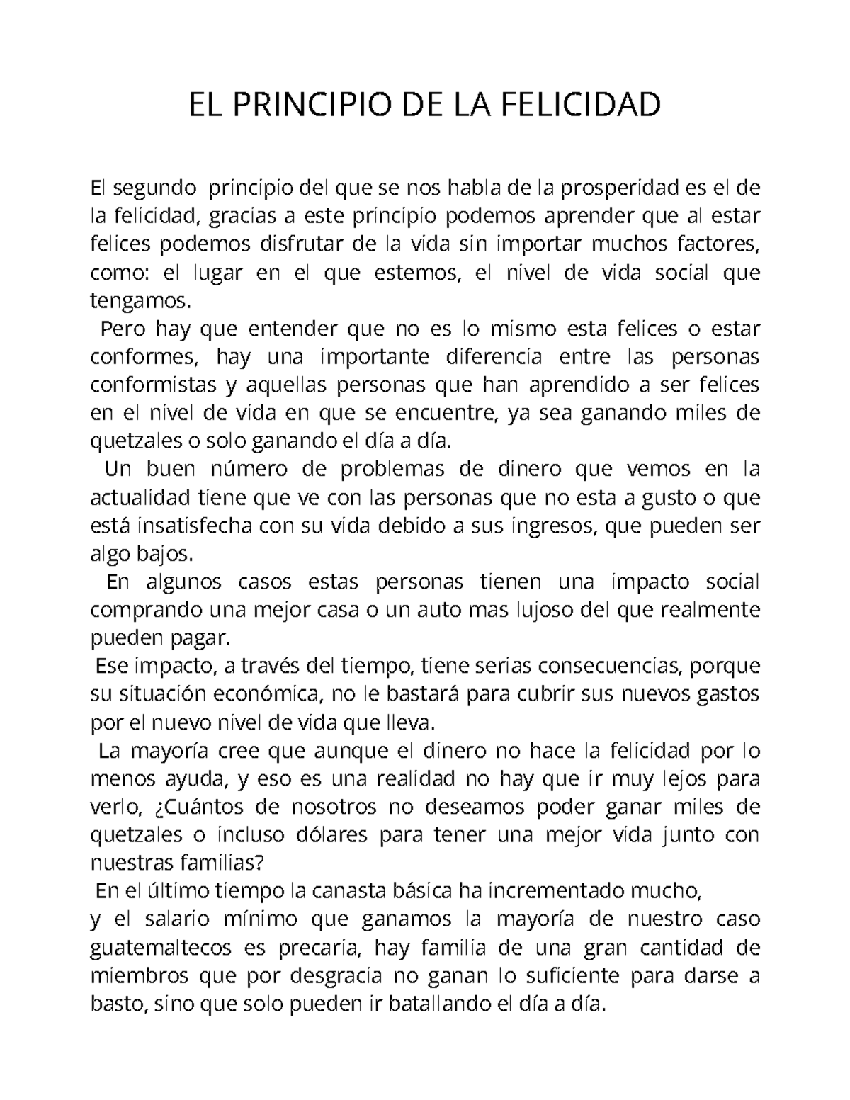 EL Principio DE LA Felicidad - EL PRINCIPIO DE LA FELICIDAD El segundo ...