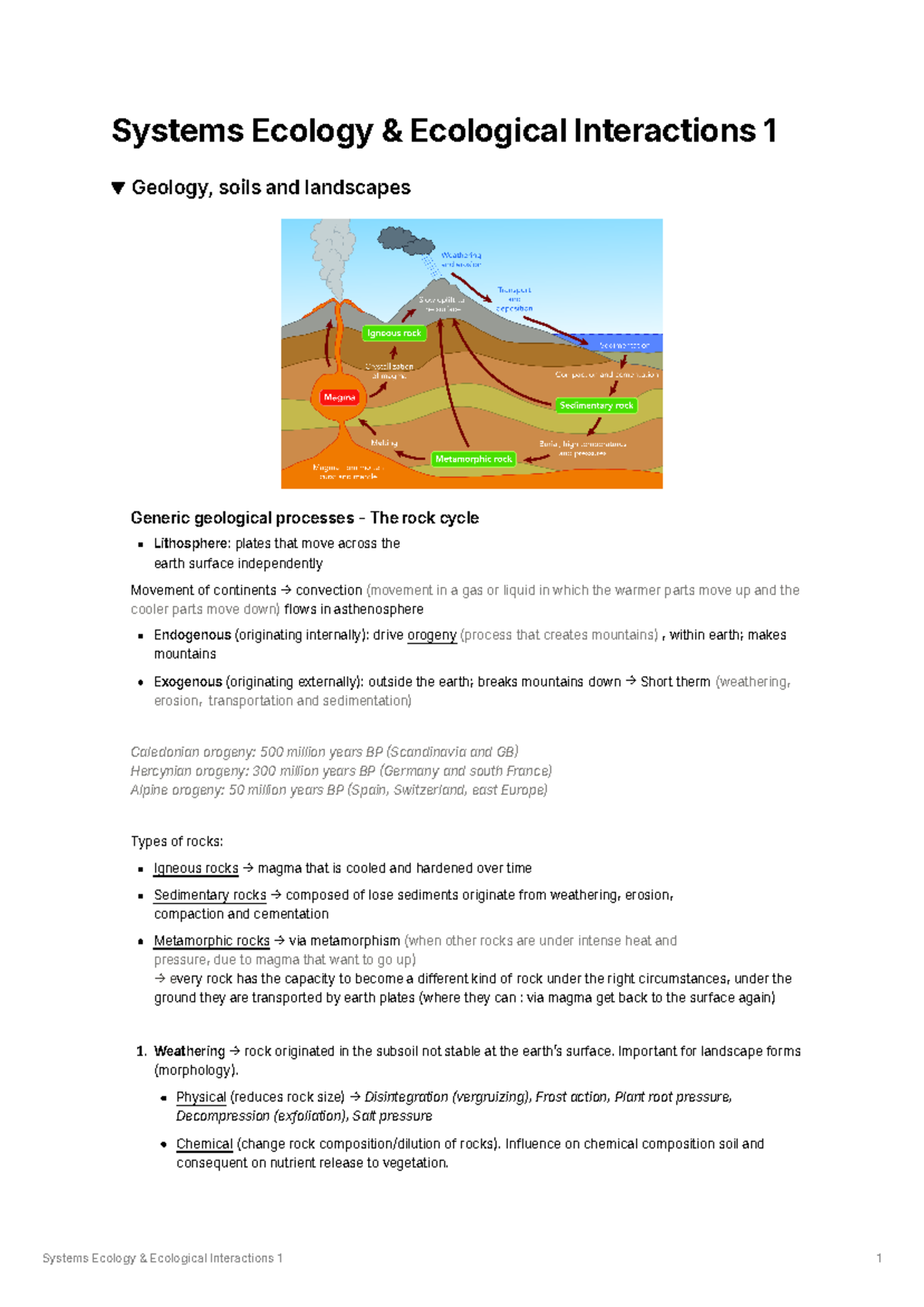 Systems Ecology & Ecological Interactions 1 ...