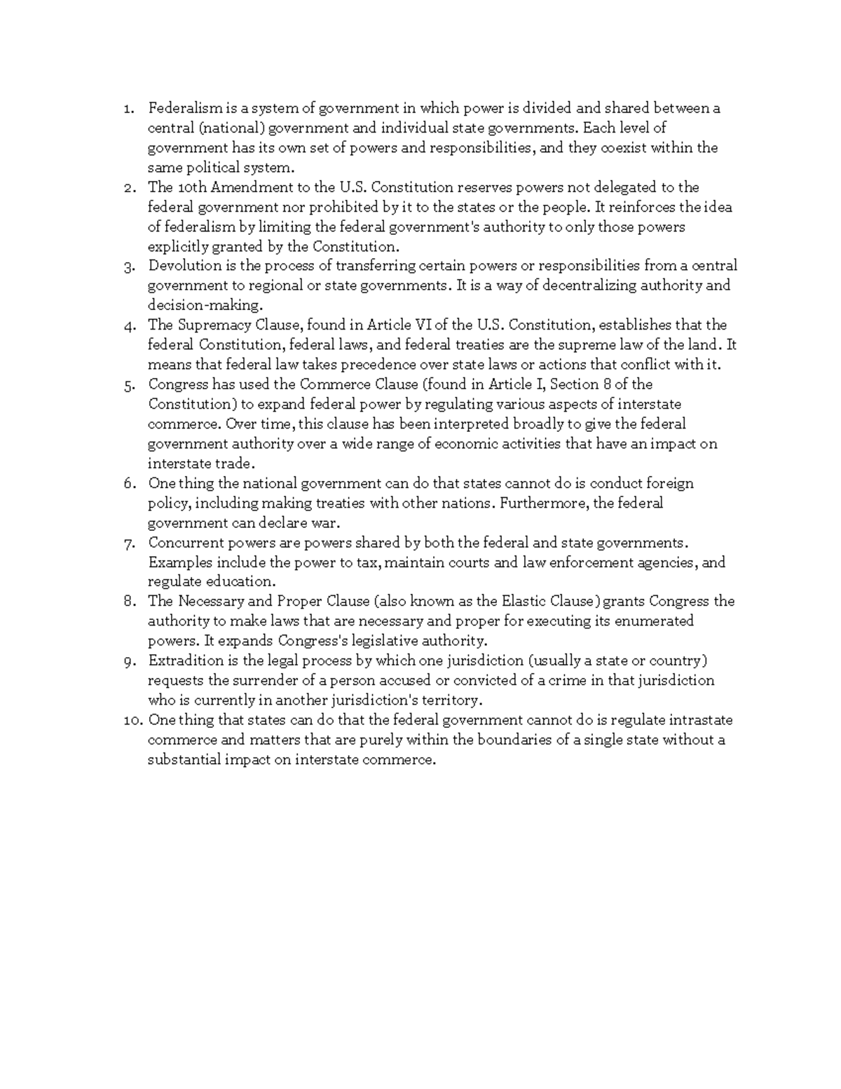 Module 2 Exam Review AP Gov - Federalism is a system of government in ...