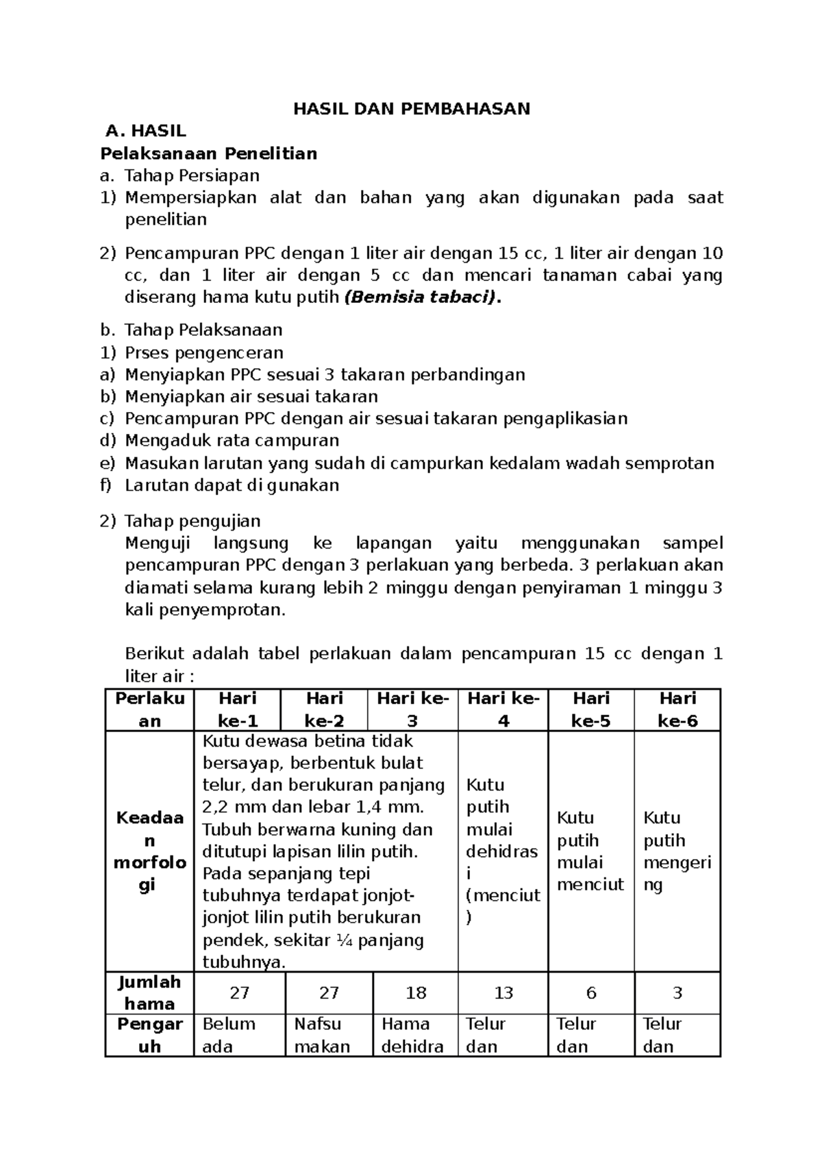 Hasil DAN Pembahasan - HASIL DAN PEMBAHASAN A. HASIL Pelaksanaan ...