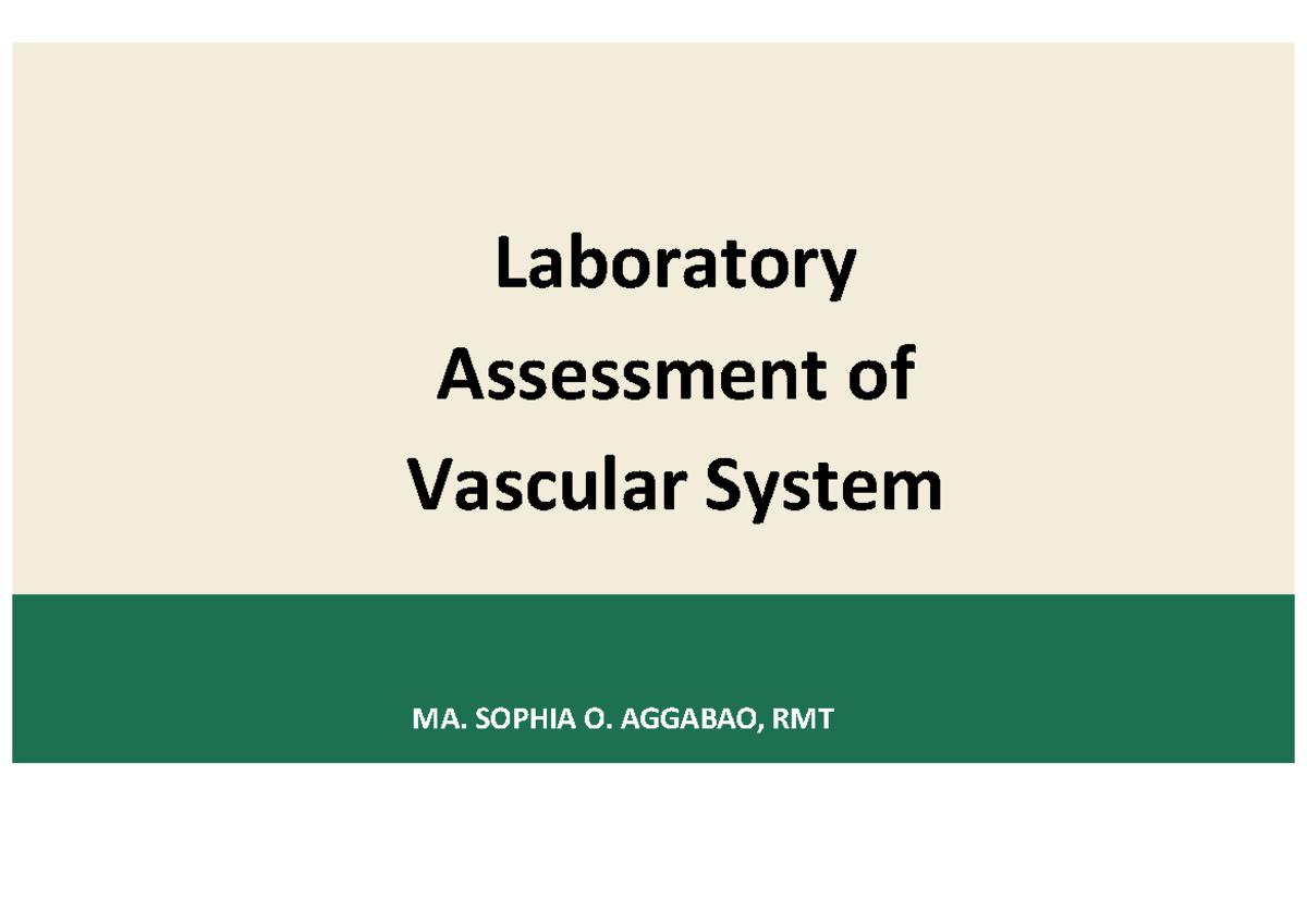 Lab Assessment of Vascular System - Laboratory Assessment of Vascular ...