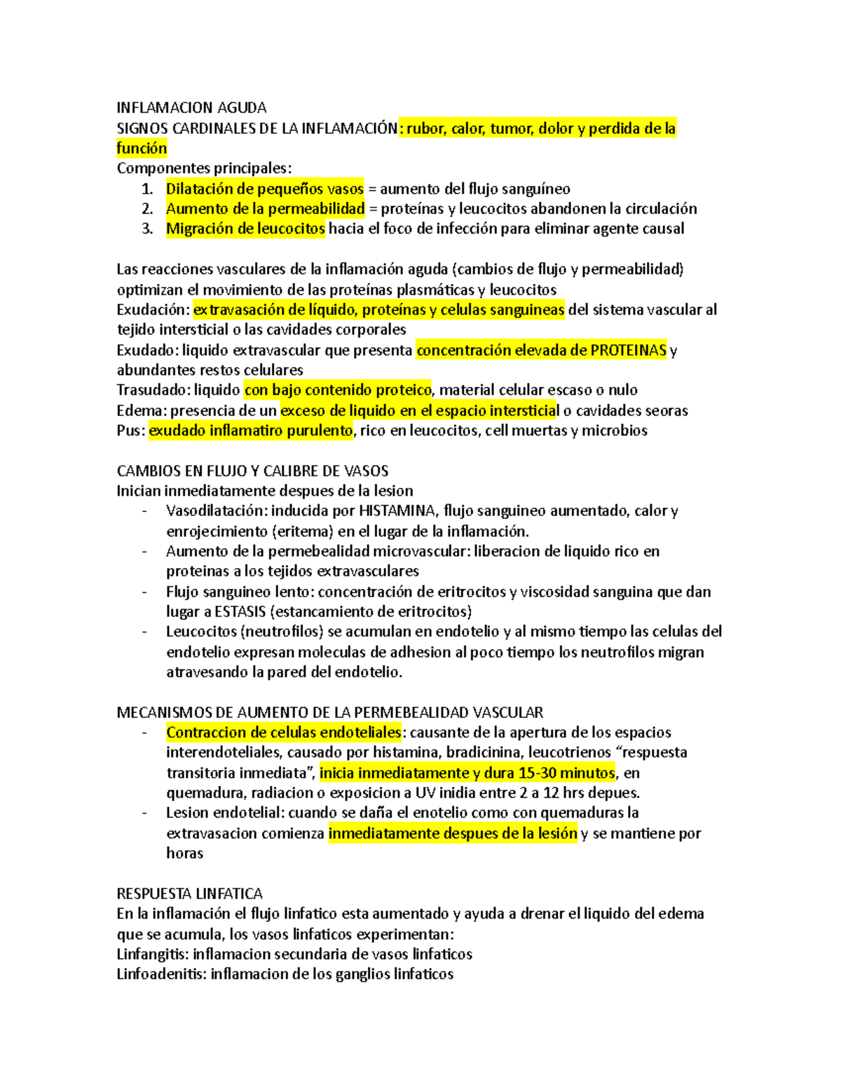 Pato bloque 2 - cap 2 pato - INFLAMACION AGUDA SIGNOS CARDINALES DE LA ...