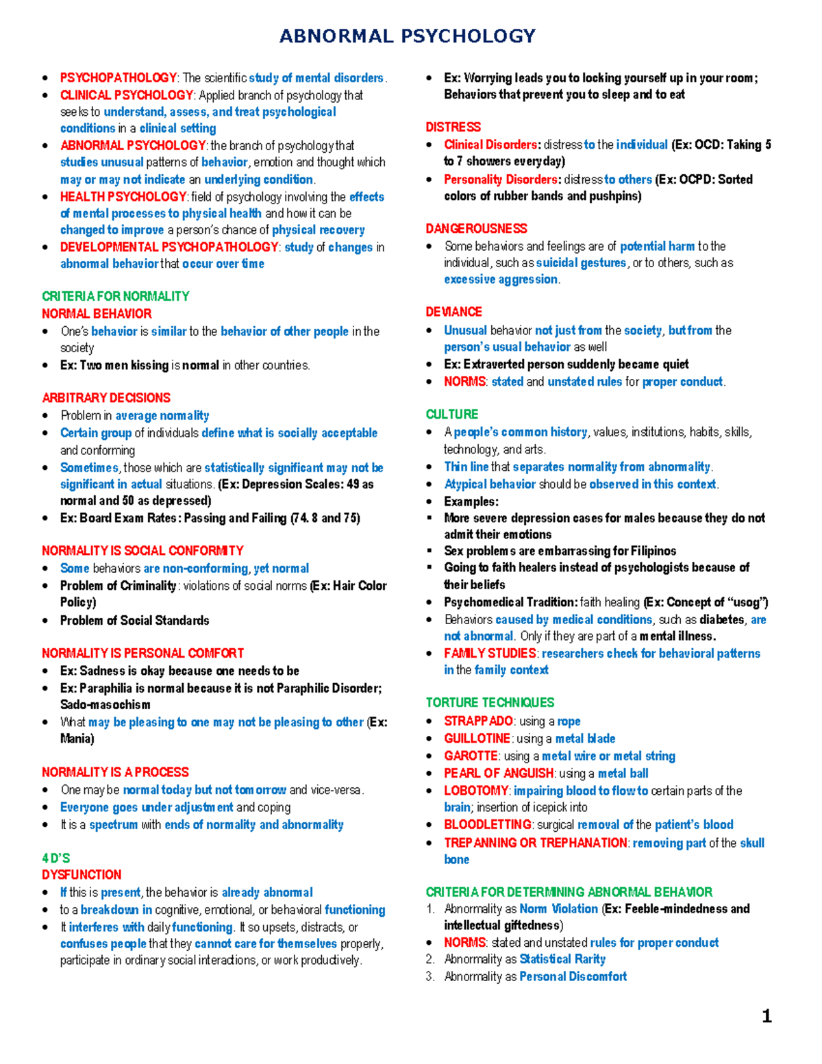 Abnormal-Psychology - Lecture notes 1 - Warning: TT: undefined function ...