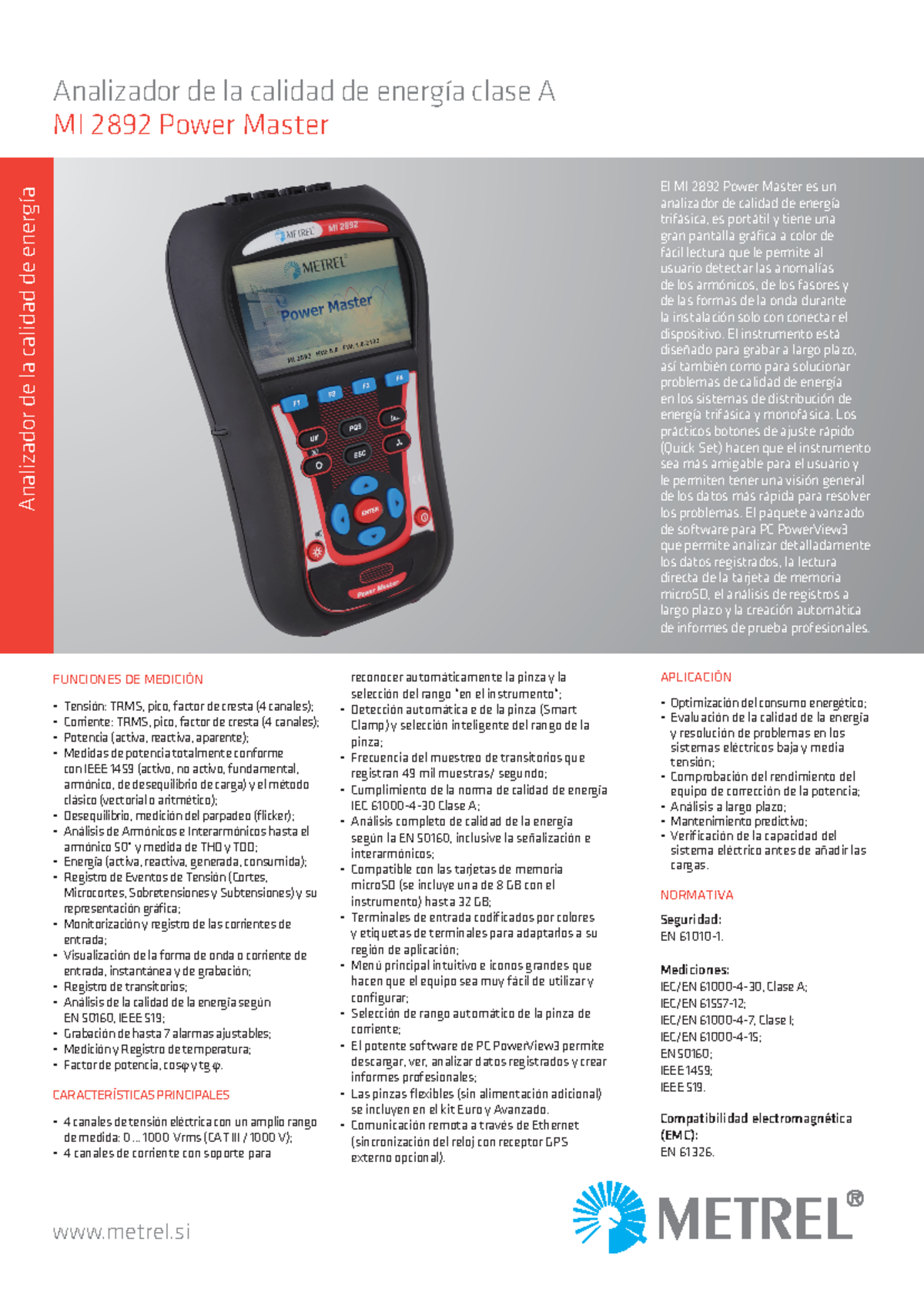 Single 2021mi 2892 power masterspa - metrel Analizador de la calidad de ...