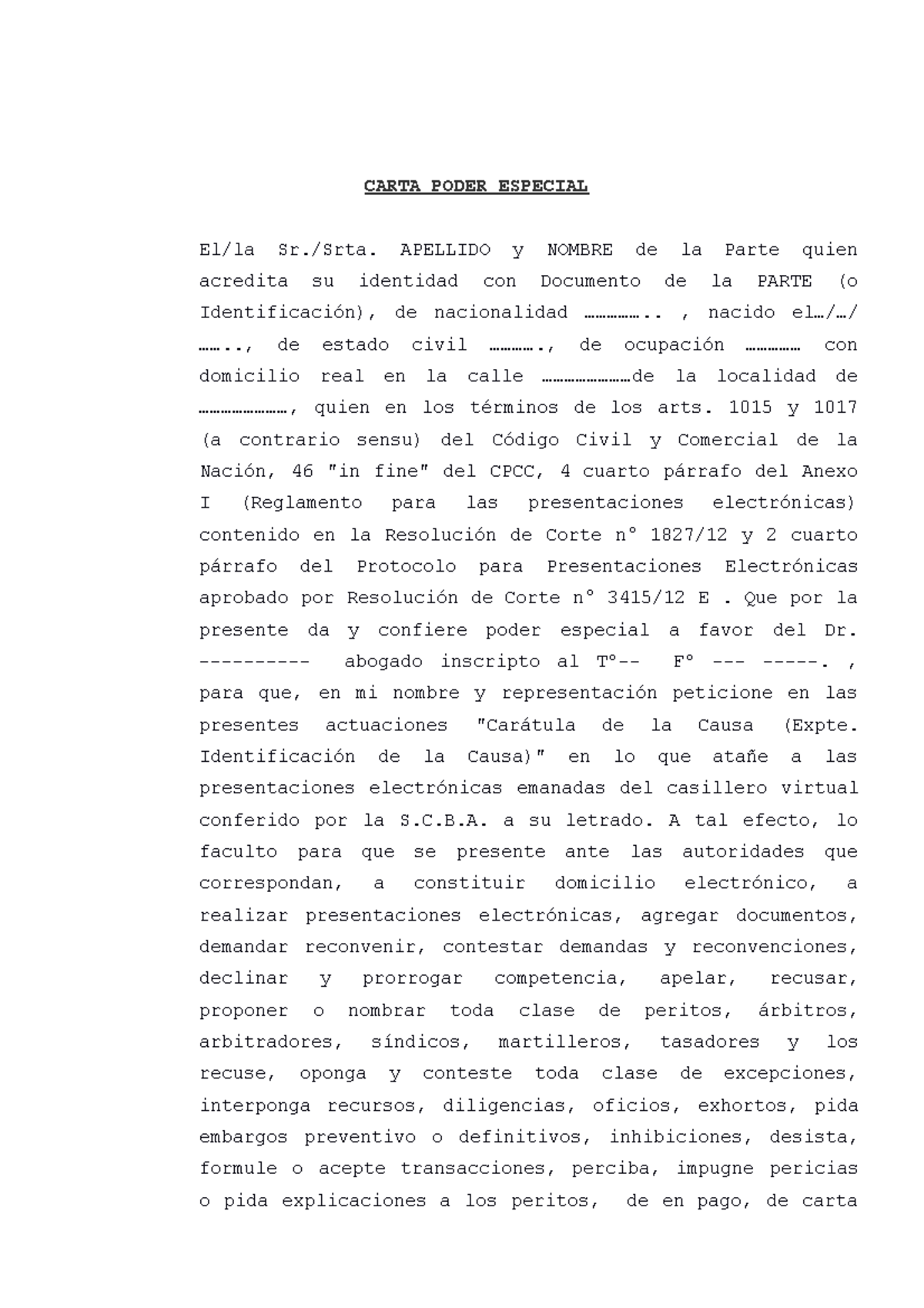 Carta Poder Template Word