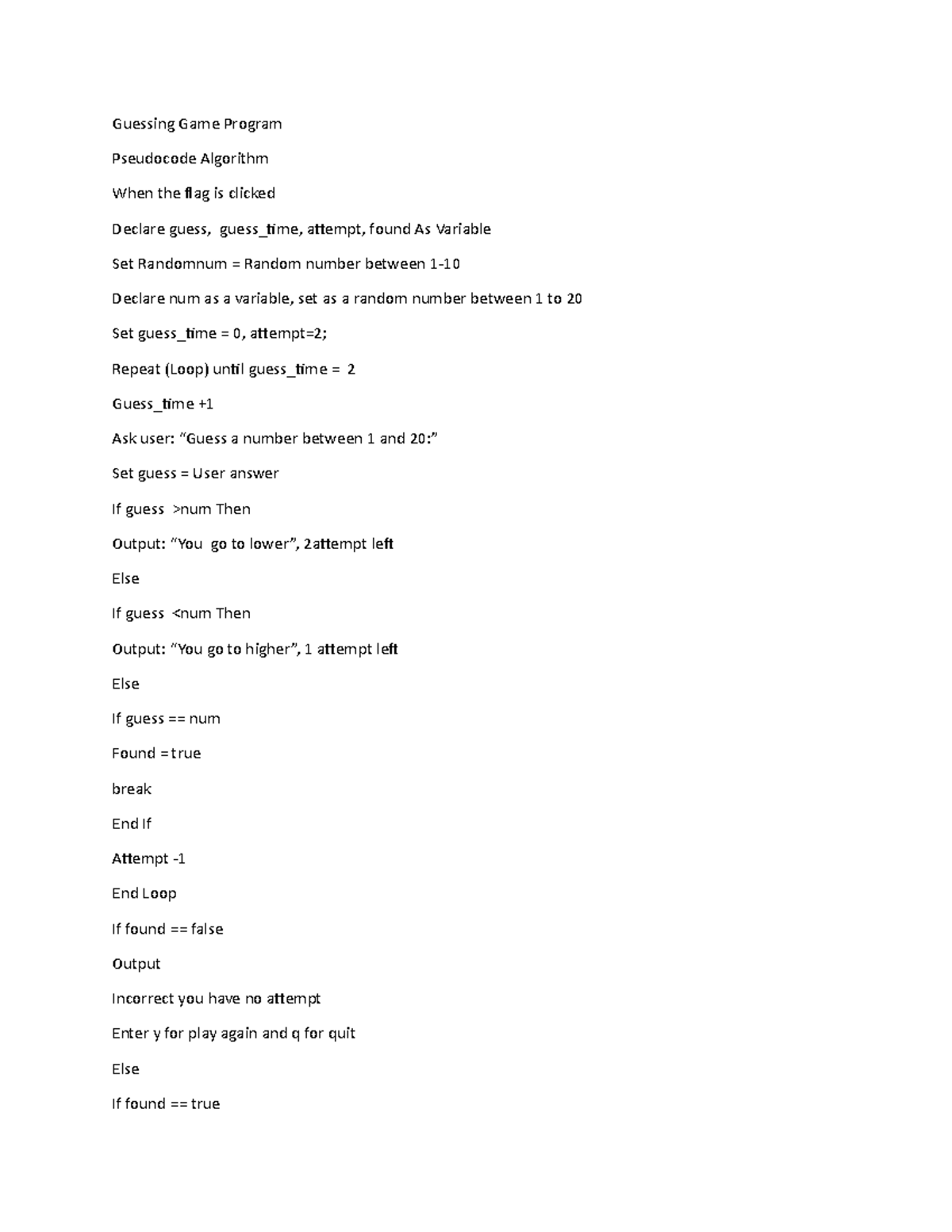 Guessing Game Program - For your information. So we can learn so far ...