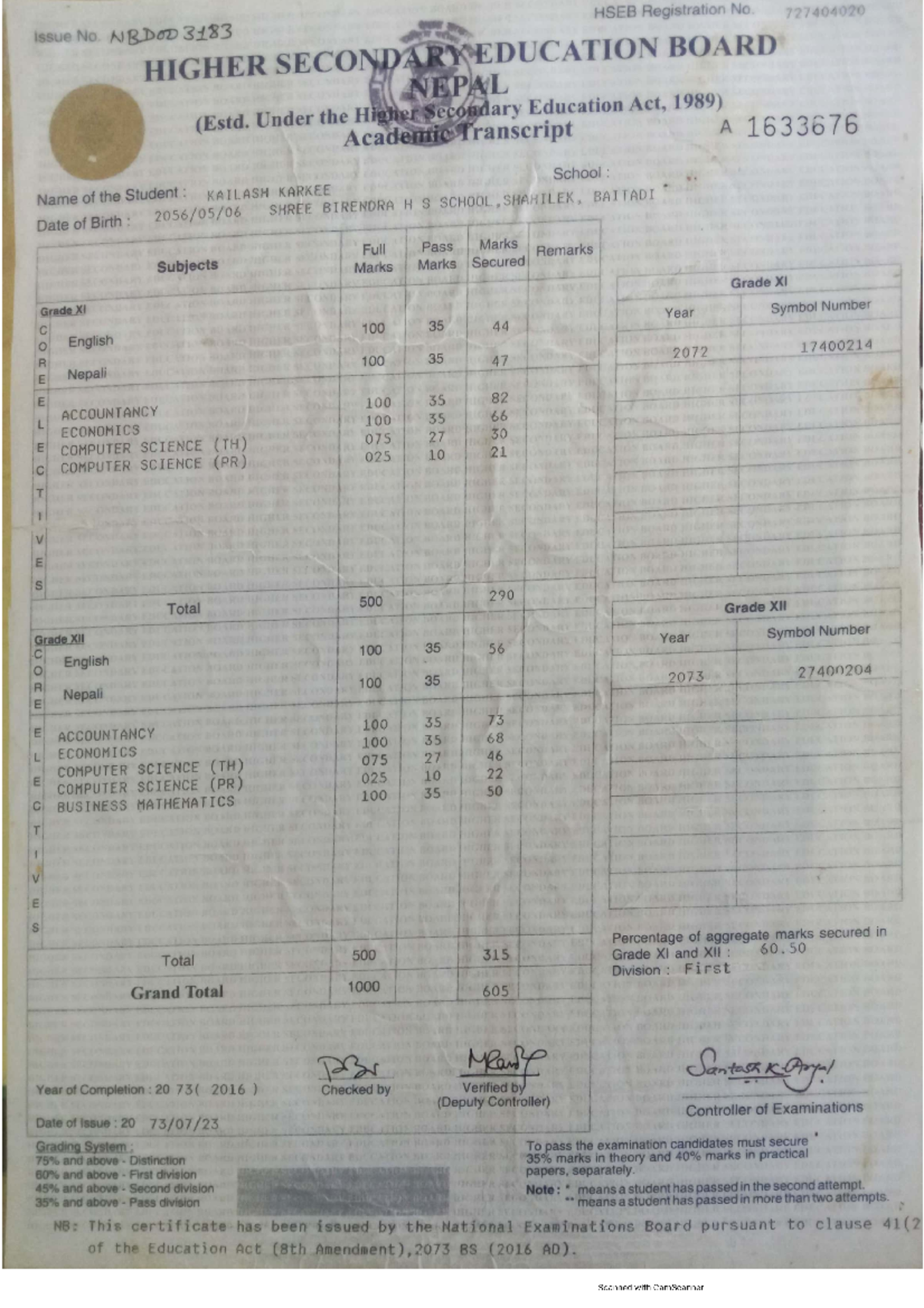 Intermediate transcript 5-2021 10 - HSEB Registration No. 727404020 ...