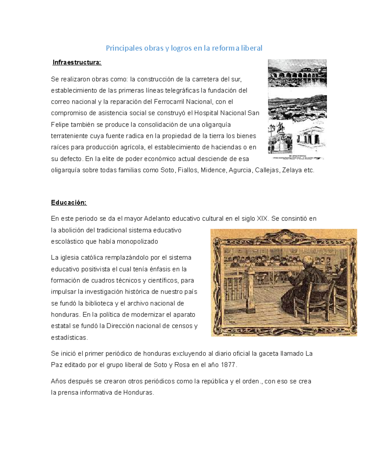 Principales obras y logros en la reforma liberal - Principales obras y ...