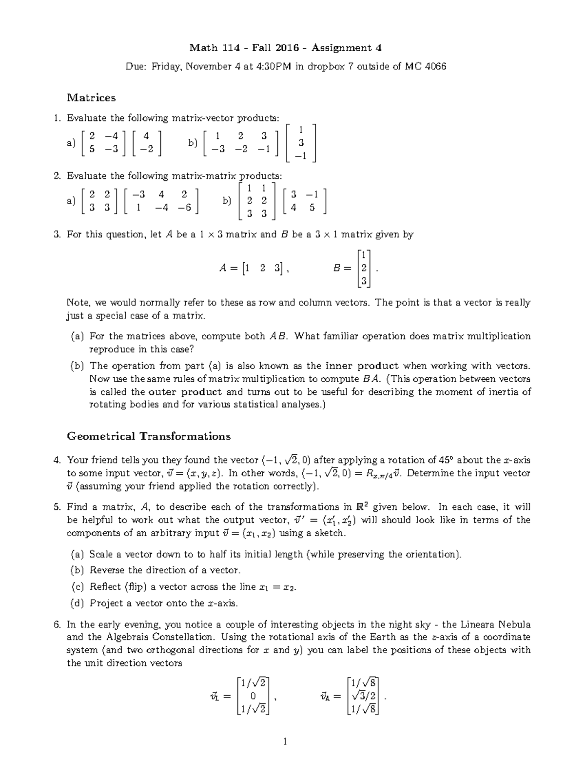 Math 114 Assignment 4 - Math 114 - Fall 2016 - Assignment 4 Due: Friday ...