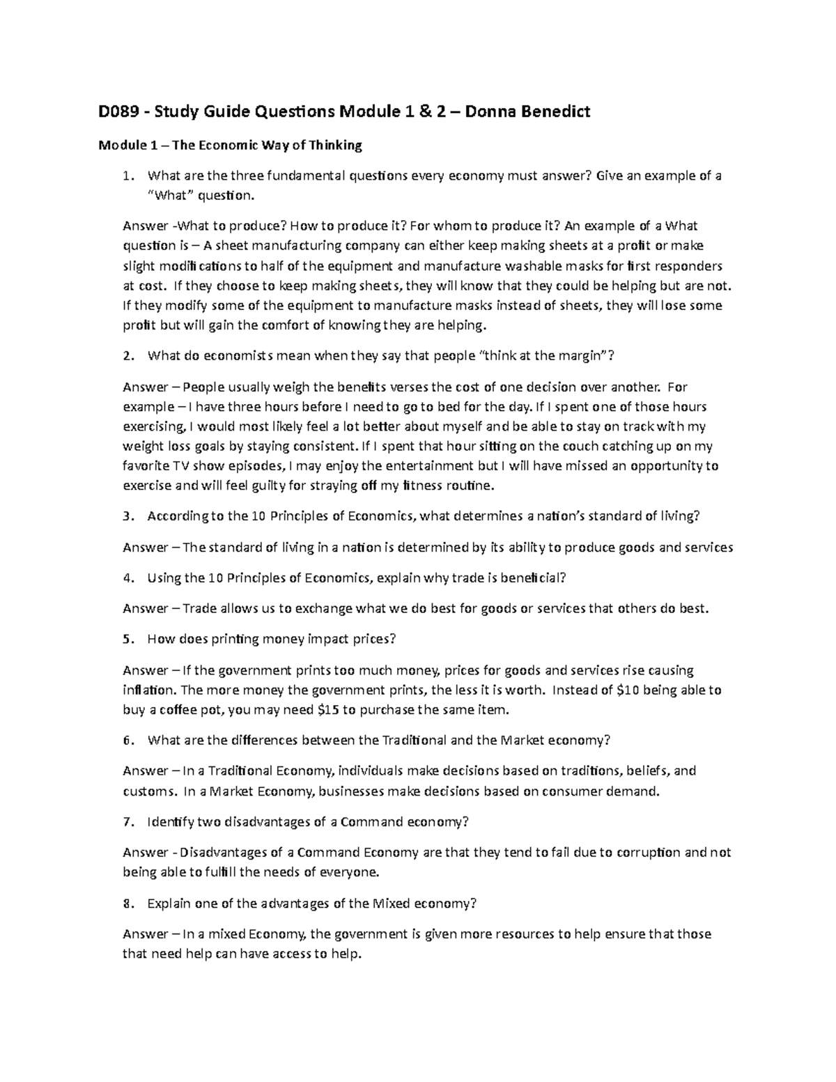 D089 Module 1 and 2 Study guide answers - D089 - Study Guide Questions ...