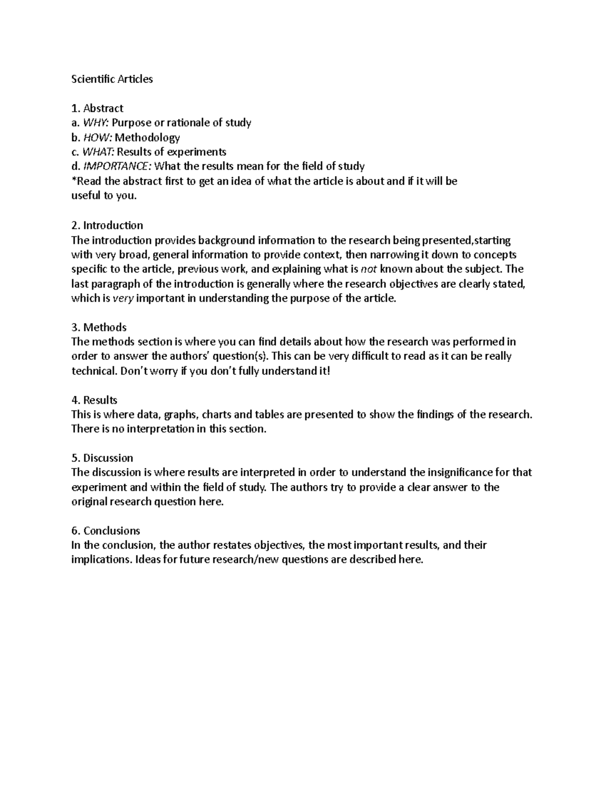 Scientific Articles - Scientific Articles Abstract a. WHY: Purpose or ...