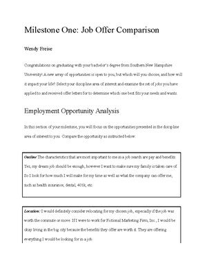 Mat125 job offer comparison worksheet - MAT125 - SNHU - Studocu
