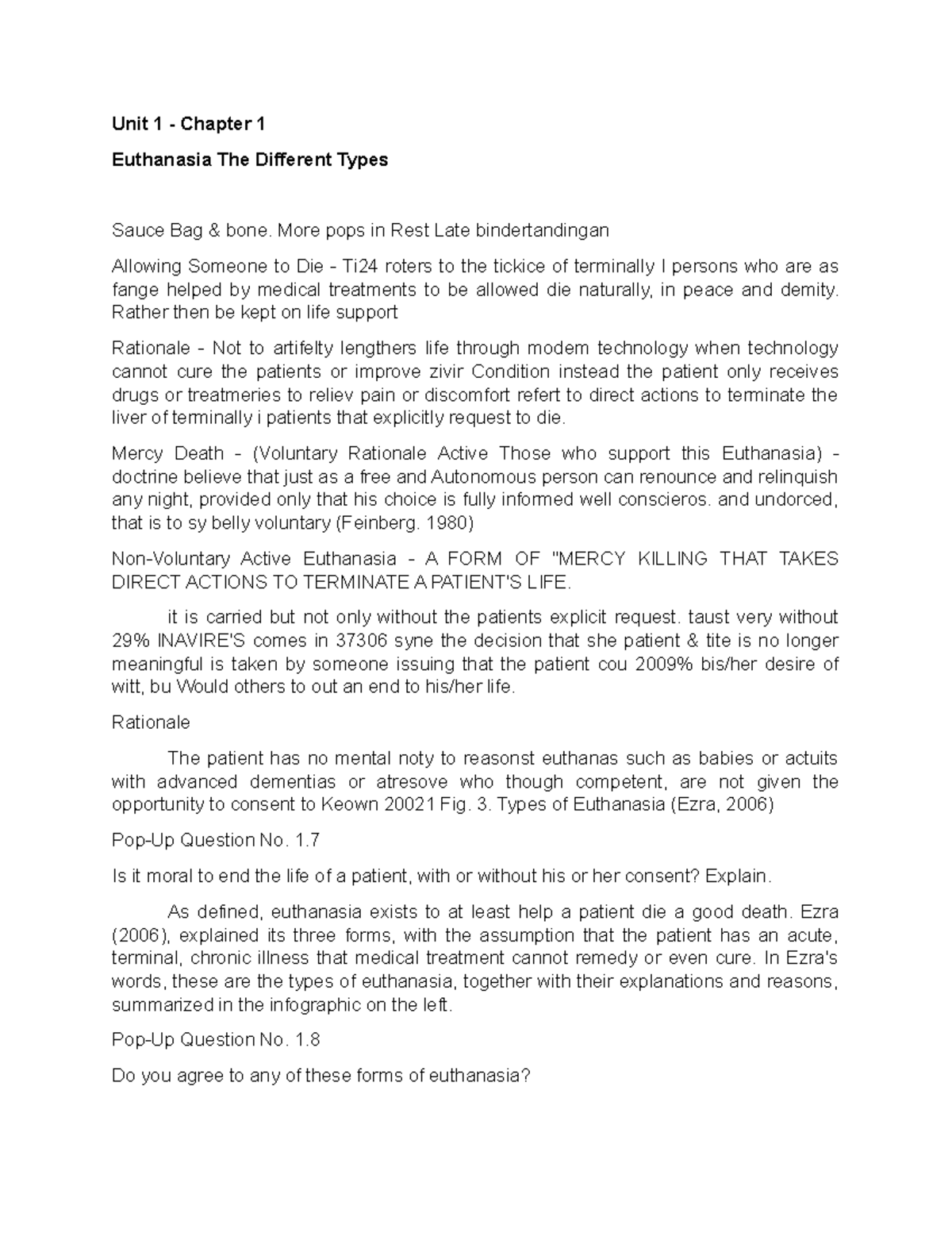 Euthanasia The Different Types - Unit 1 - Chapter 1 Euthanasia The ...