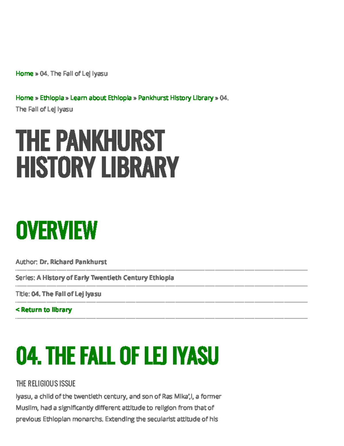 04. The Fall of Lej Iyasu - Link Ethiopia - Home » 04. The Fall of Lej ...