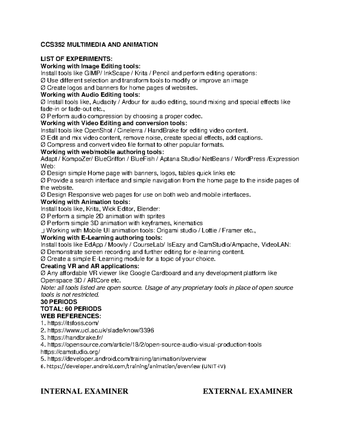 CCS352 Multimedia and animation lab syllabus - CCS352 MULTIMEDIA AND ANIMATION LIST OF ...