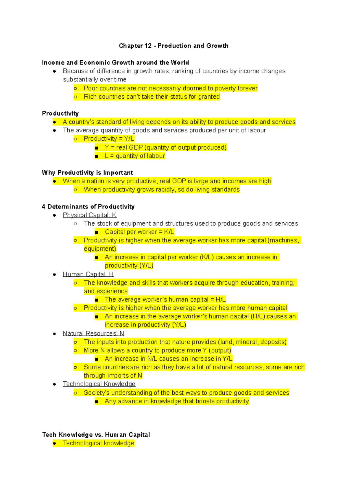 Intro to Macro - Chapter 12 - Chapter 12 - Production and Growth Income ...