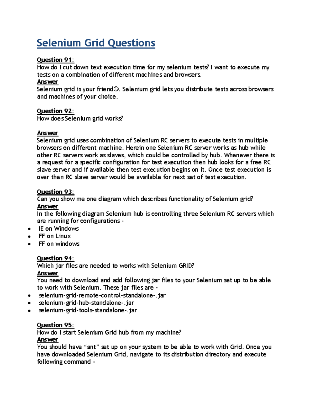 Selenium Grid Questions - Web Testing - Selenium Grid Questions ...