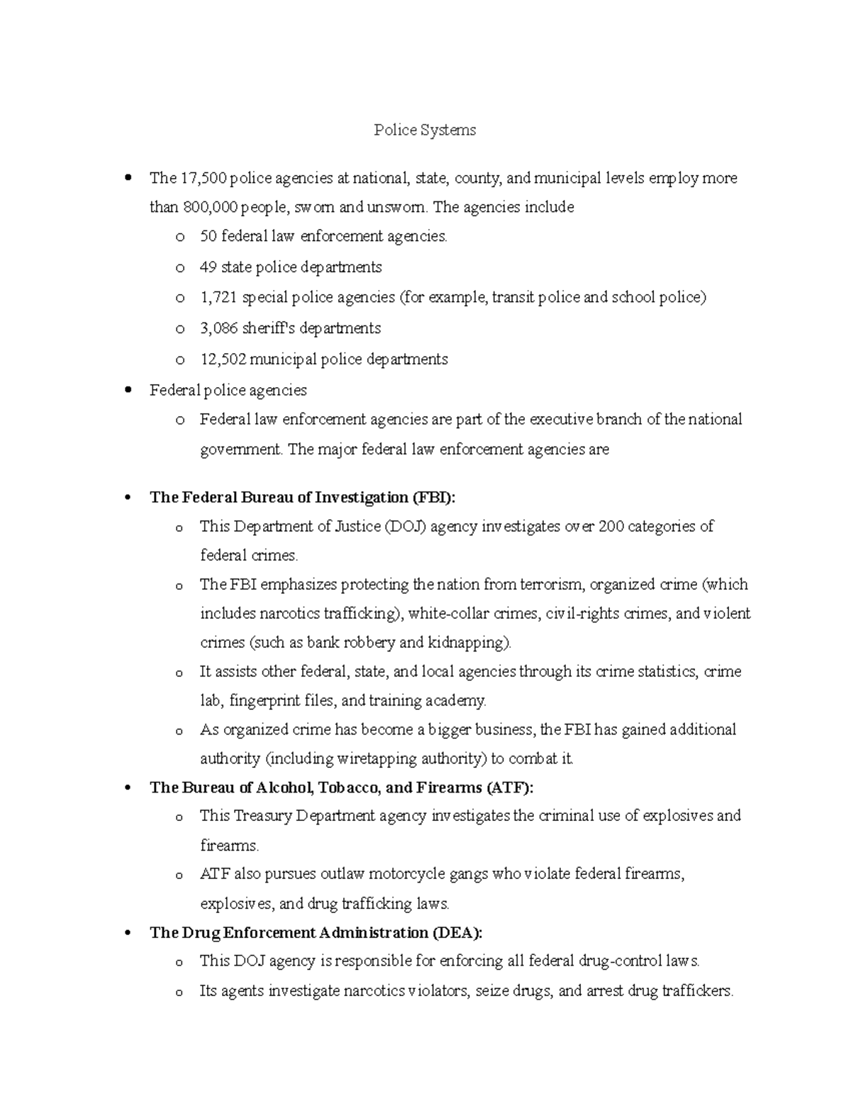 Police Systems - Criminology Notes - Police Systems The 17,500 police ...