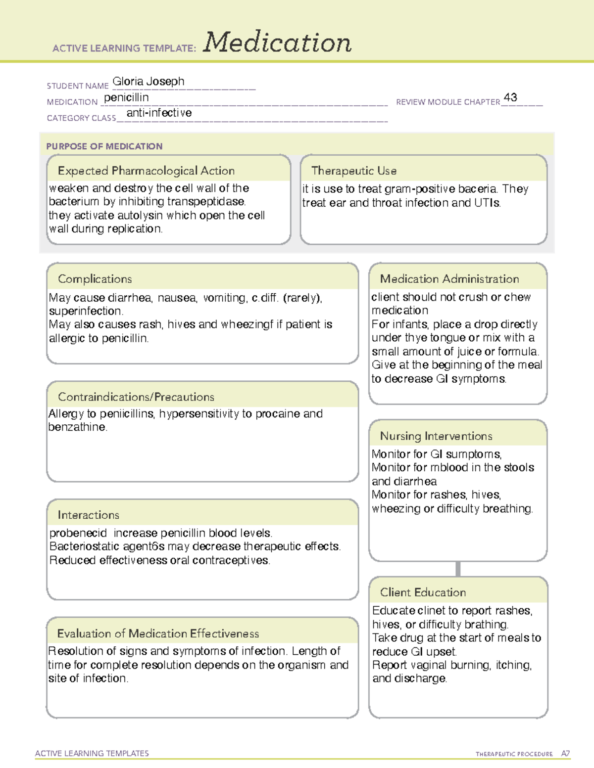 Template pennicillin (ATI temoplate) - ACTIVE LEARNING TEMPLATES ...