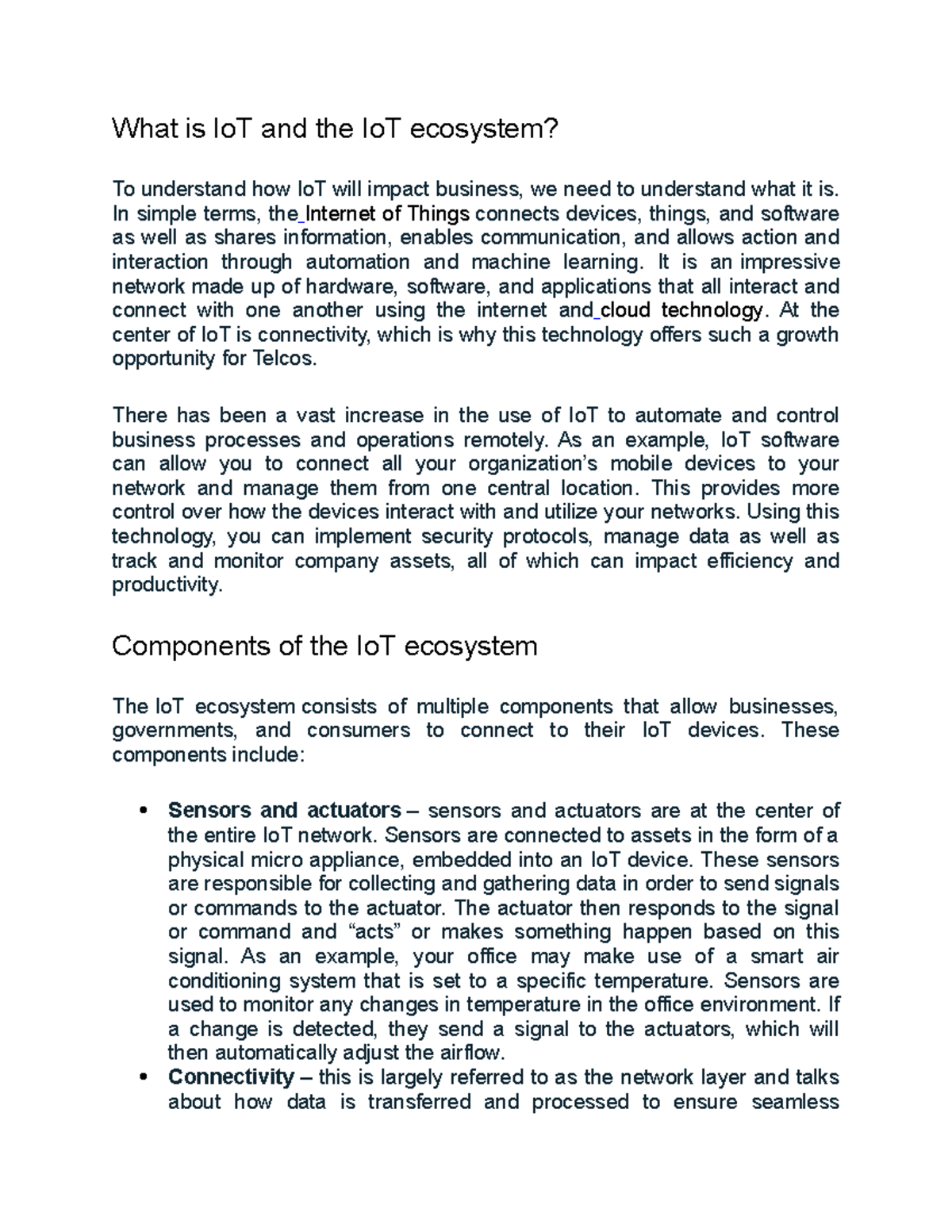 Io T eco system - nope - What is IoT and the IoT ecosystem? To ...