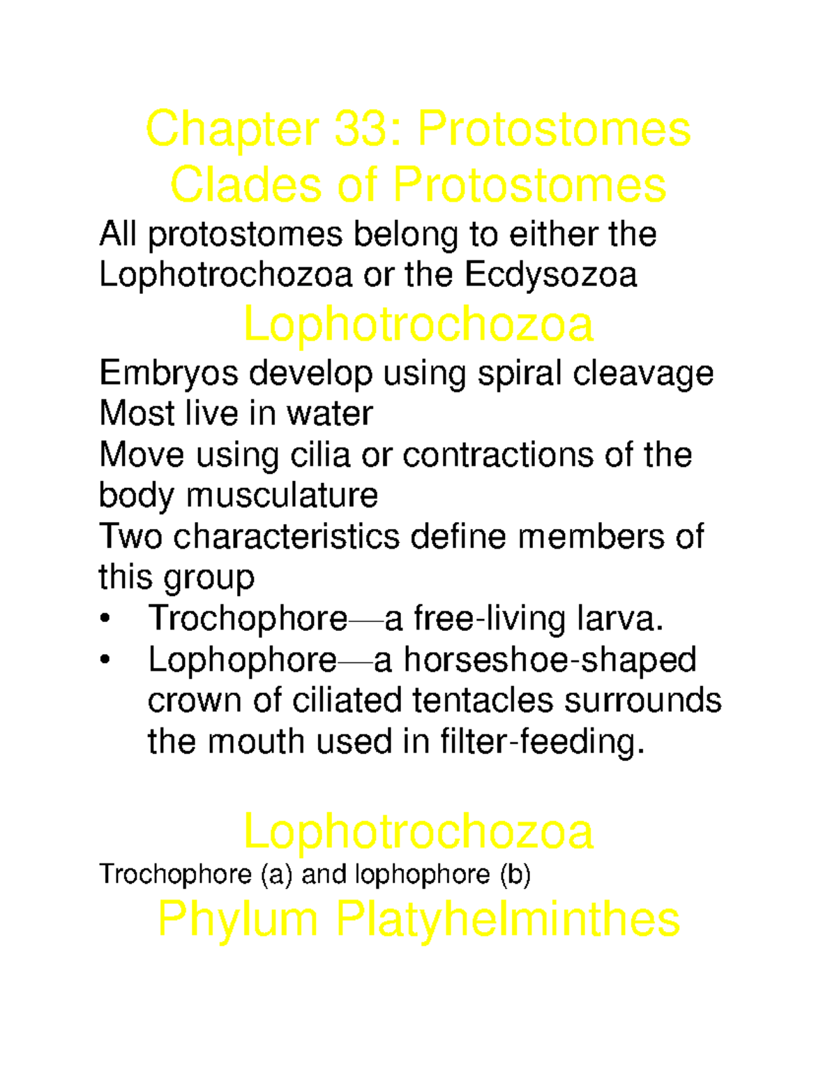 Chapter 33-Protostome Animals - Chapter 33: Protostomes Clades of ...