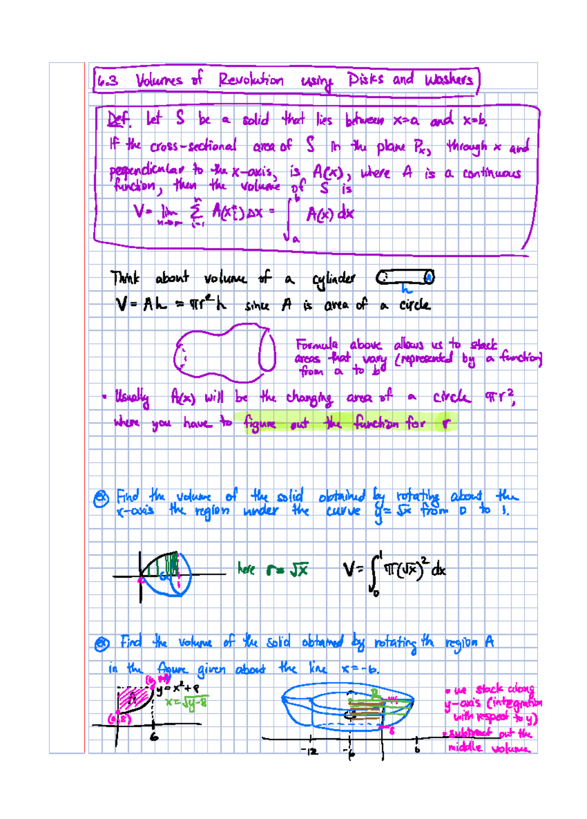 Note Apr 20, 2023 3-3 - 6.3 Volumes of Revolution using Disk and ...