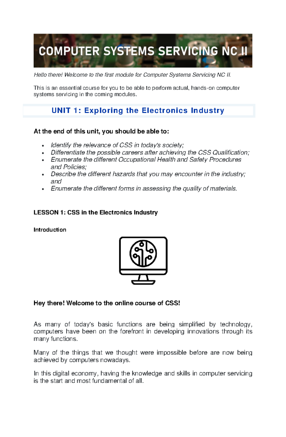UNIT 1 Exploring THE Electronics Industry - Hello there! Welcome to the ...
