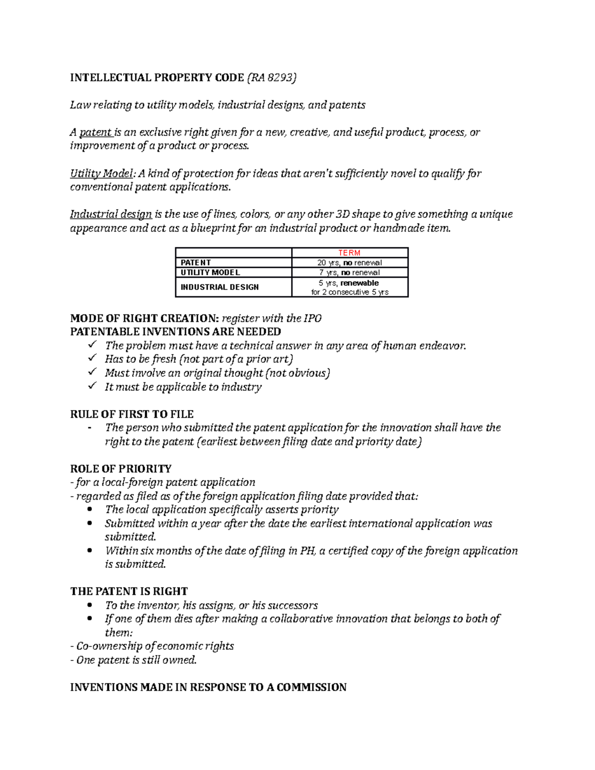 Intellectual Property CODE - INTELLECTUAL PROPERTY CODE (RA 8293) Law ...
