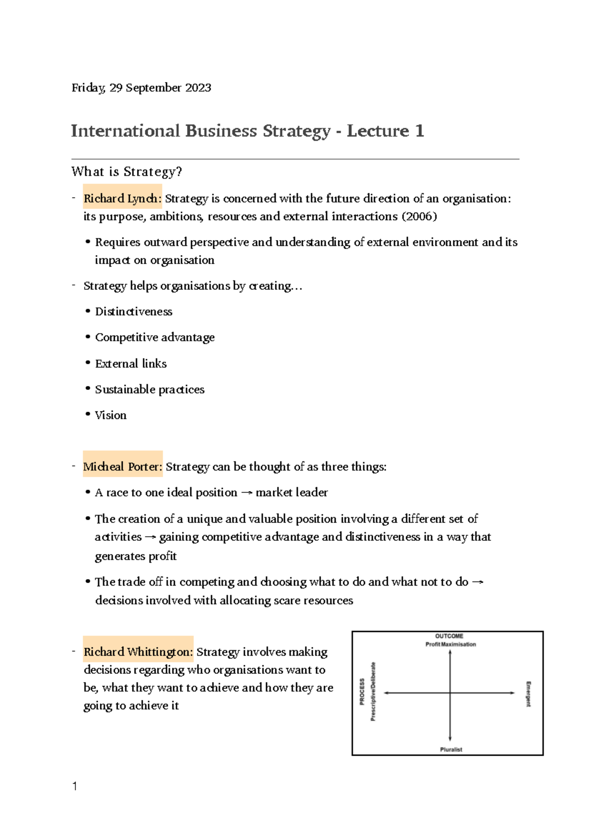 Lecture 1 - Friday, 29 September 2023 International Business Strategy ...