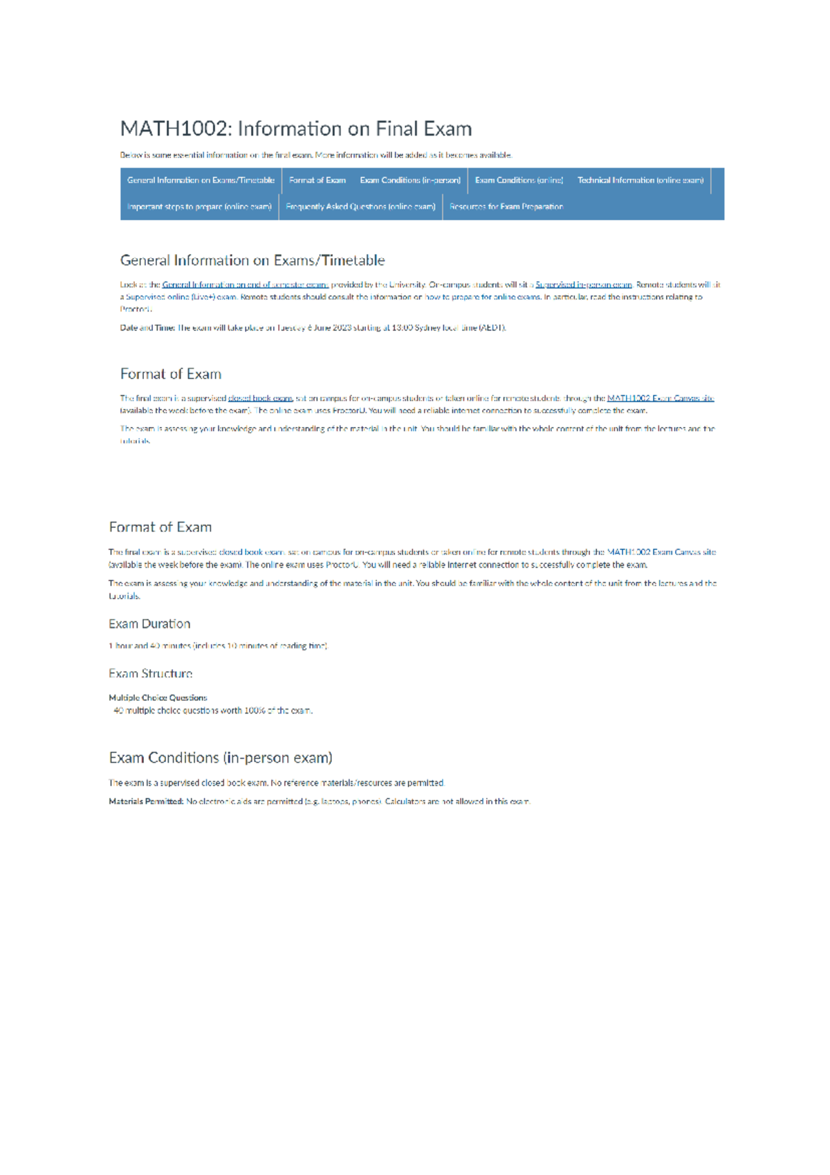 MATH1002-Exam - MATH1002 practice material - MATH1002 - Studocu