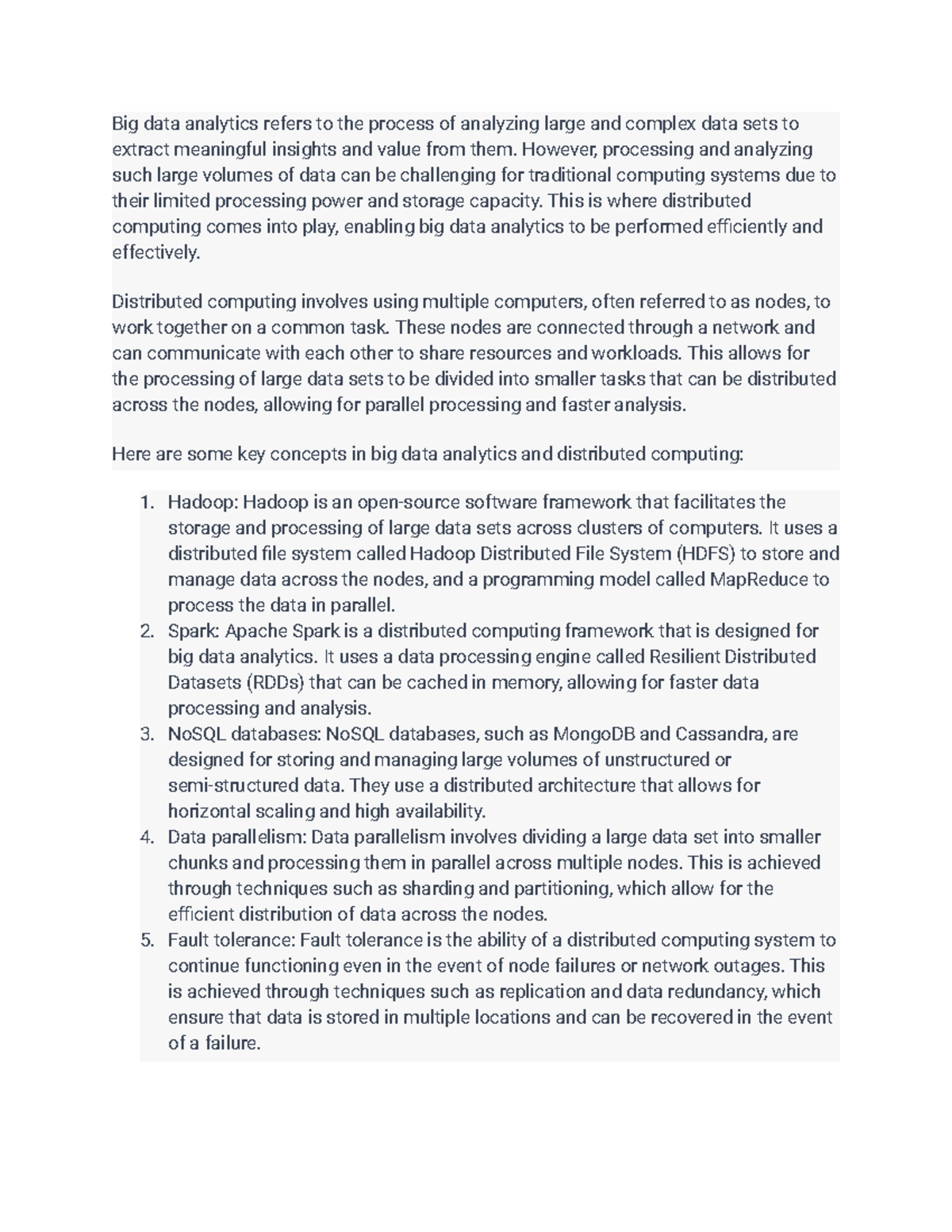 Big Data Analytics And Distributed Computing Big Data Analytics Refers To The Process Of